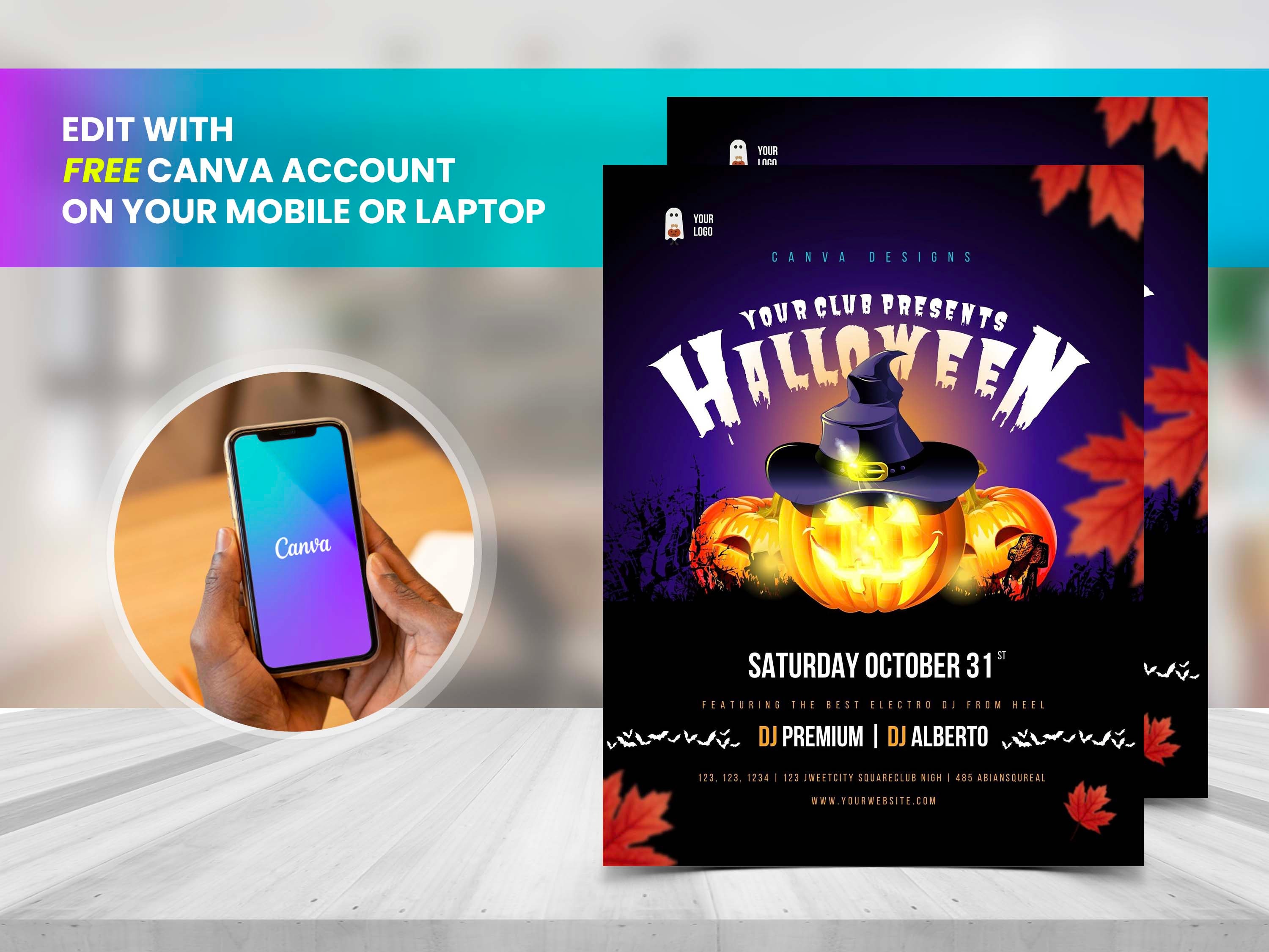 HALLOWEEN FLYERS Diy Editable Canva Template Printable & - Etsy