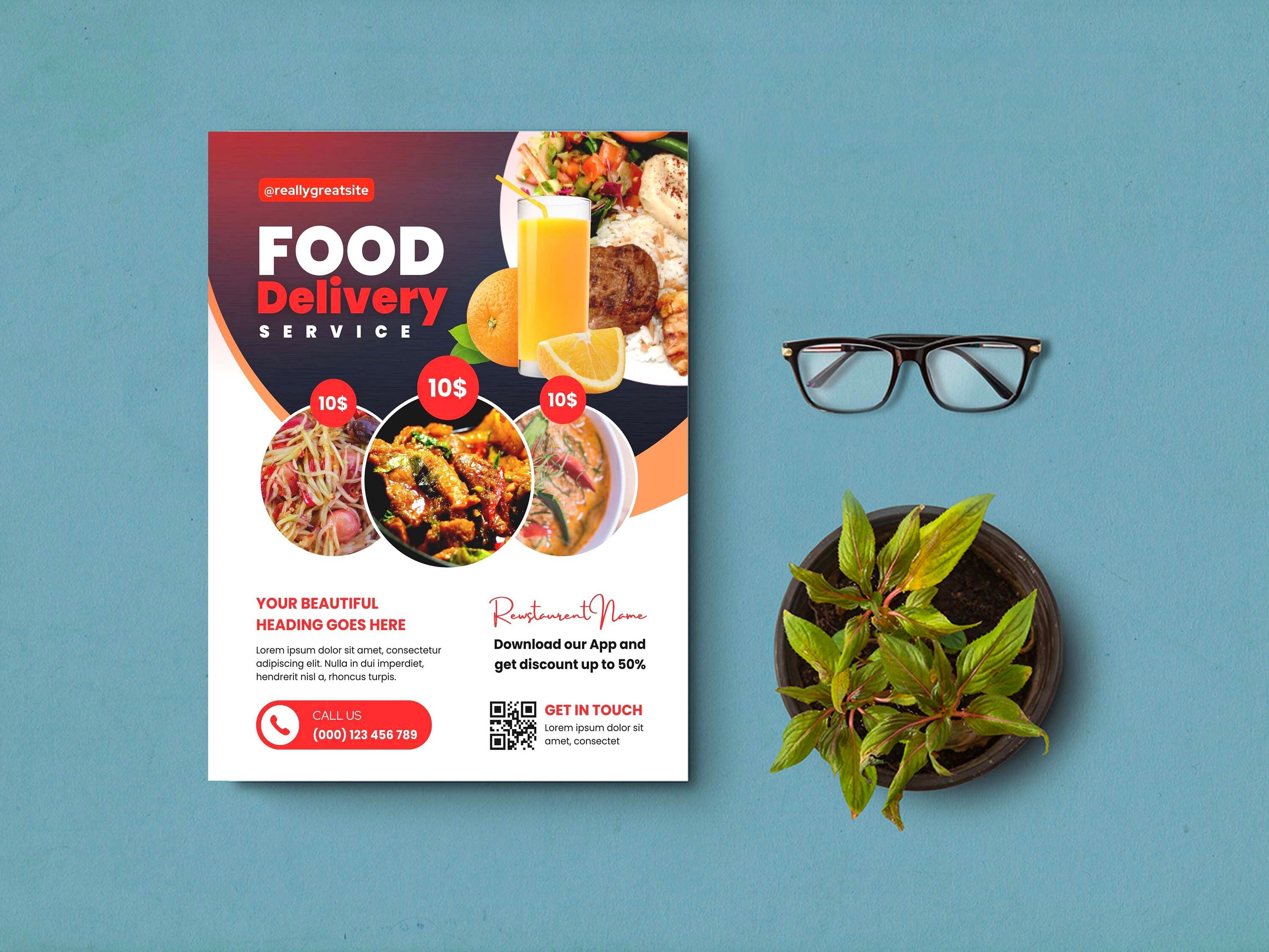 FOOD DELIVERY FLYER, Diy Editable Canva Template, Printable & Social ...
