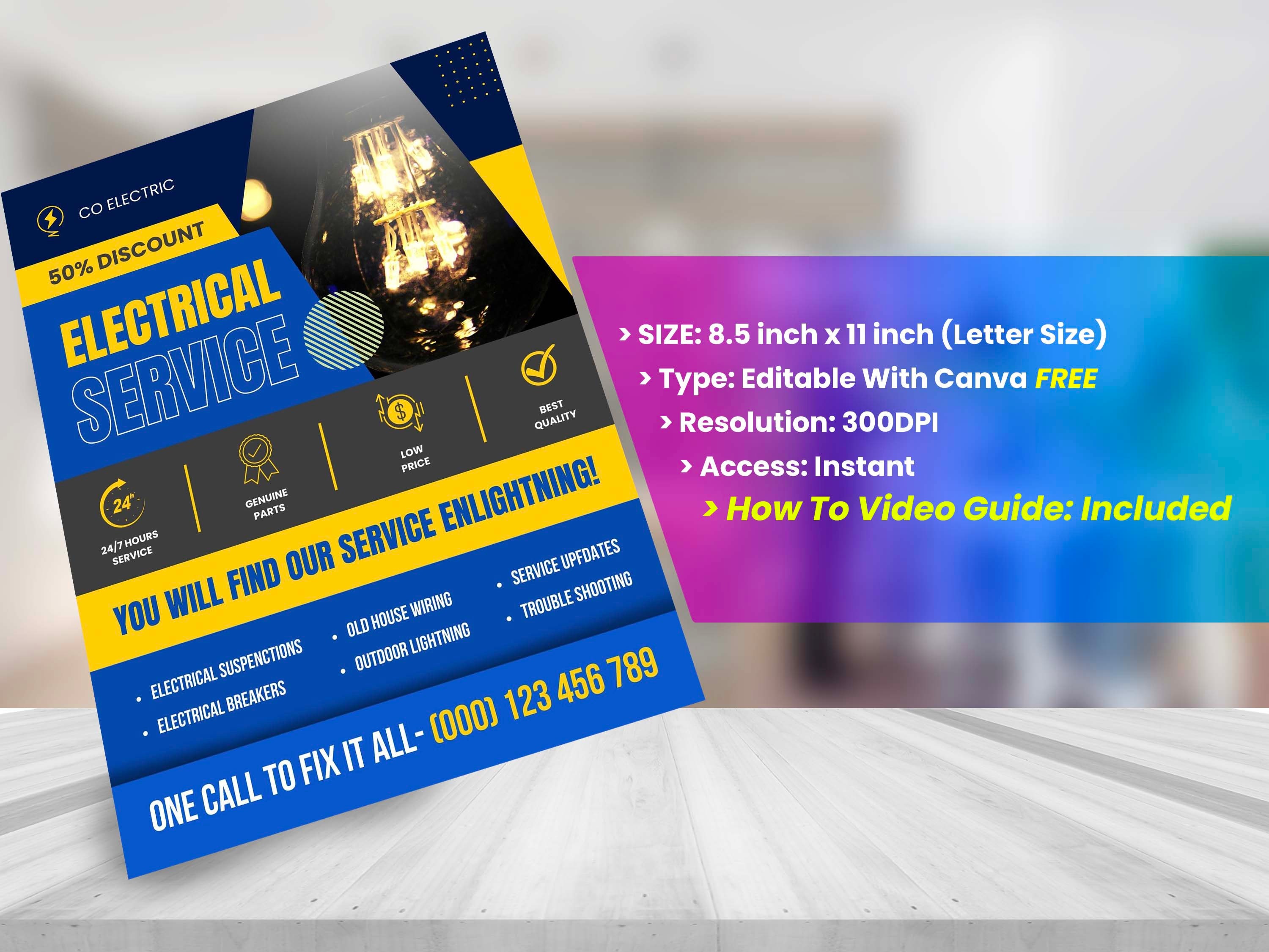 ELECTRICAL CONTRACTOR FLYERS Diy Editable Canva Template, Printable ...
