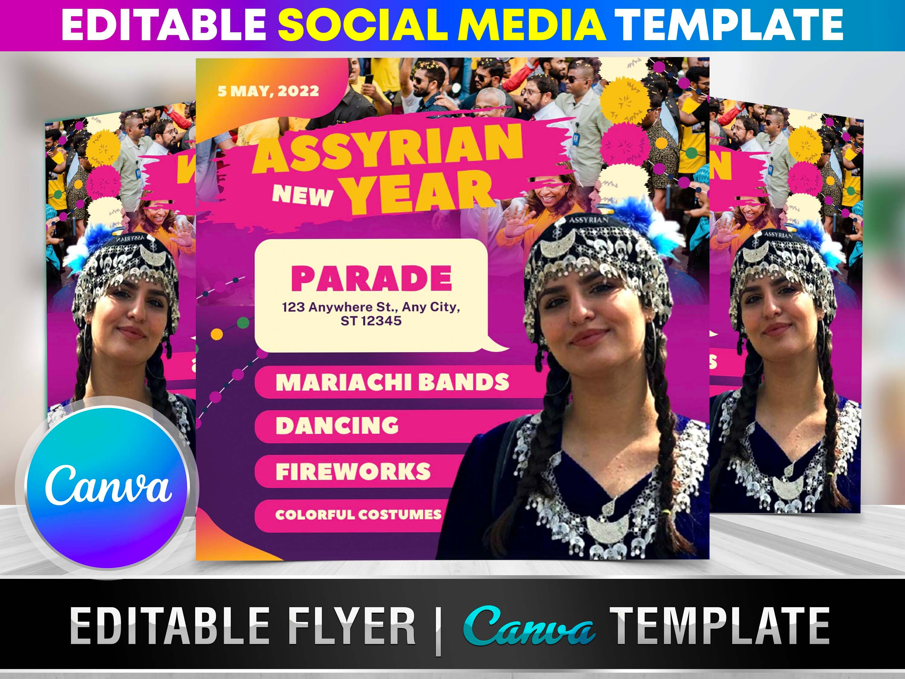 ASSYRIAN NEW YEAR Flyer Diy Editable Canva Template, Printable & Social ...