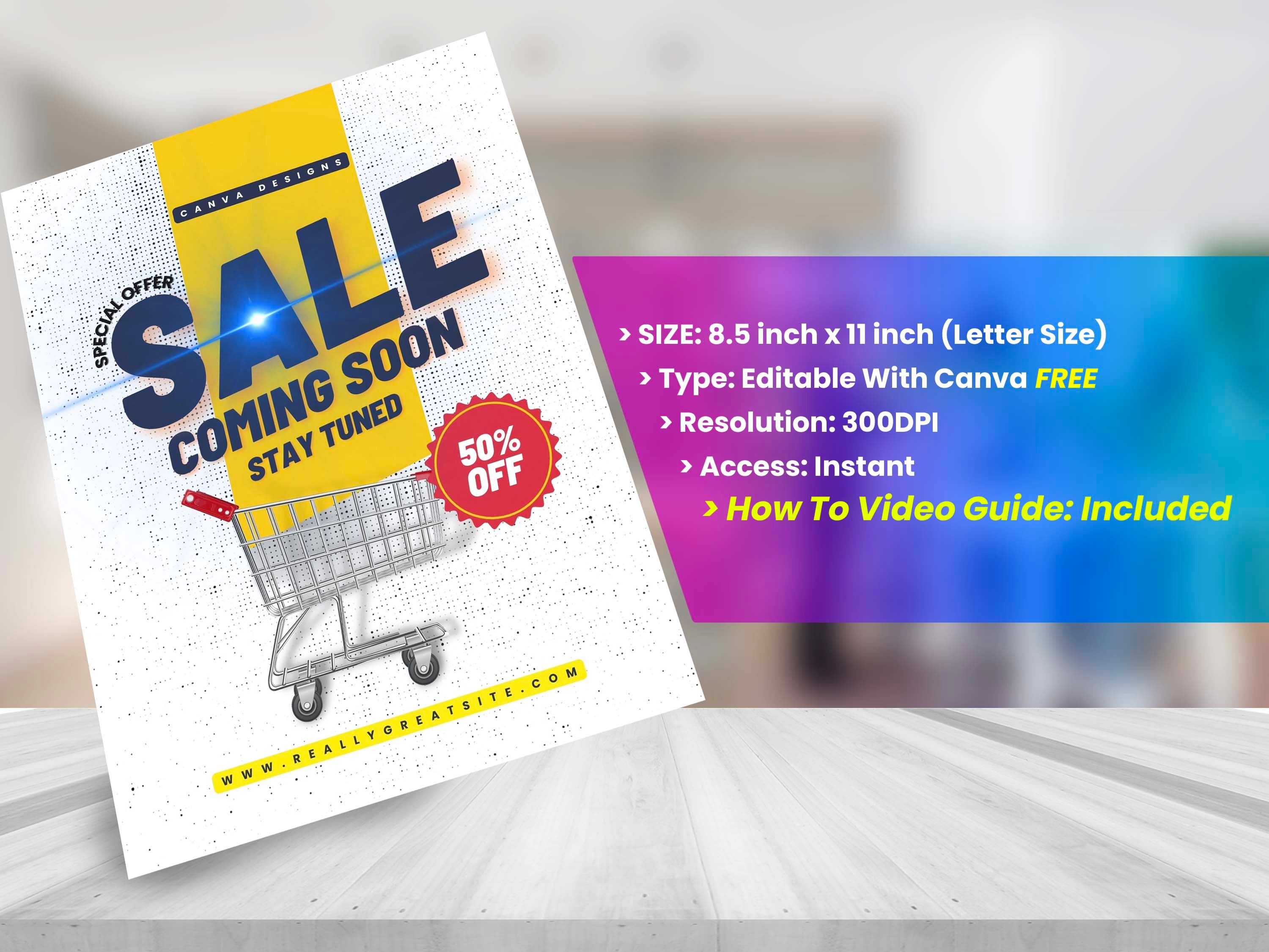 SALE FLYER TEMPLATE, Diy Editable Canva Template, Printable & Social ...