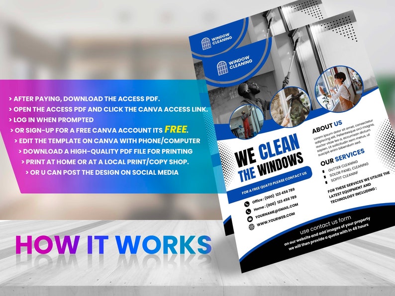 WINDOW CLEANING Flyer Diy Editable Canva Template, Printable & Social ...