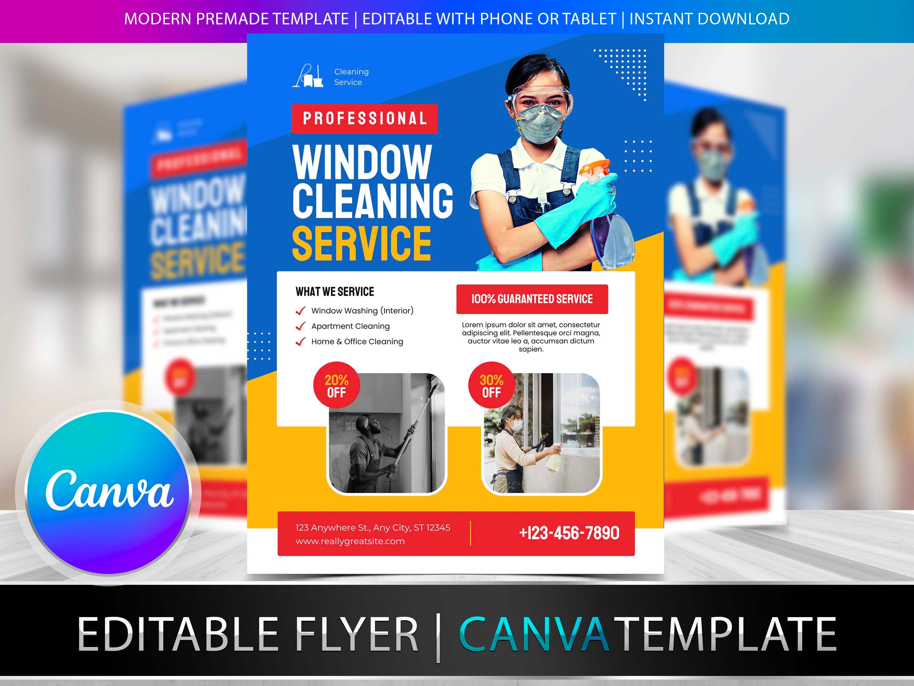 WINDOW CLEANING Flyer Diy Editable Canva Template, Printable & Social ...