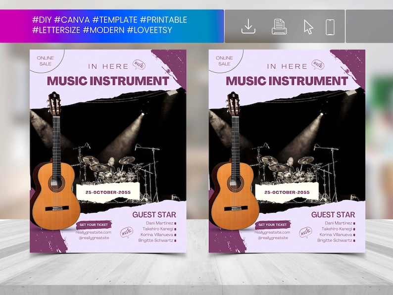 MUSIC INSTRUMENT FLYER Diy, Editable Canva Template, Printable & Social ...