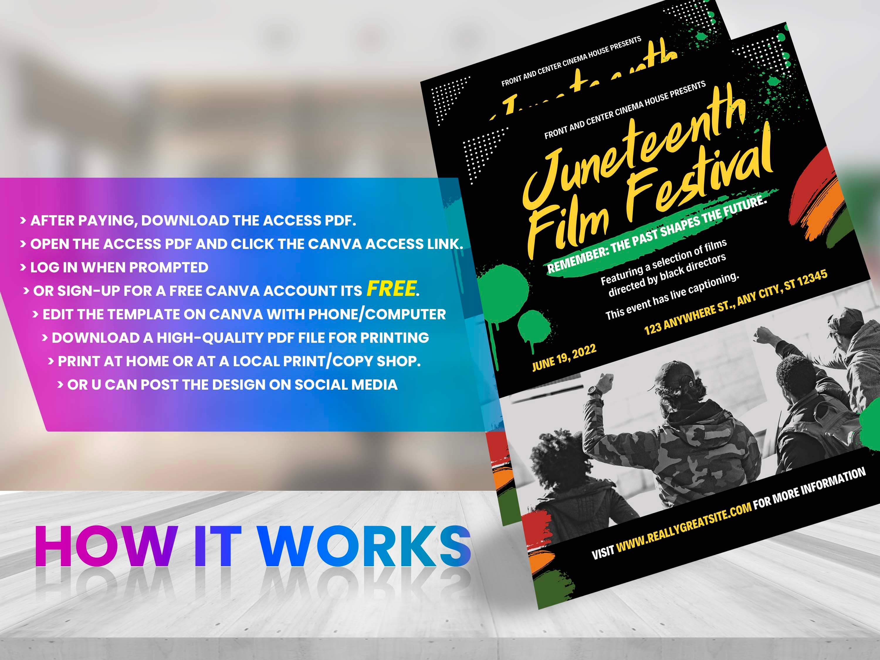 JUNETEENTH FLYER DIY Editable Canva Template, Printable & Social Media ...