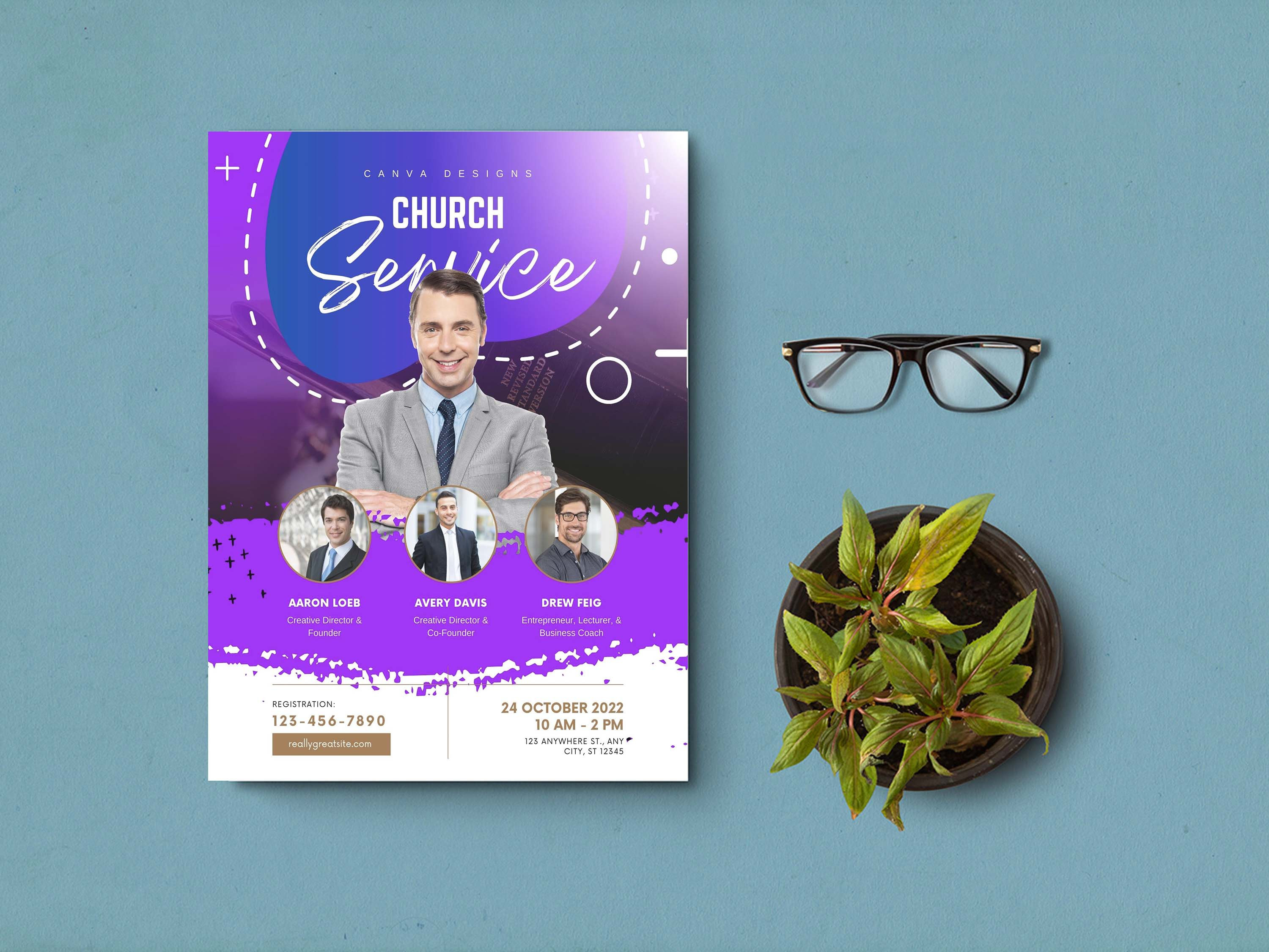 CHURCH FLYER TEMPLATE, Diy Editable Canva Template, Printable & Social ...