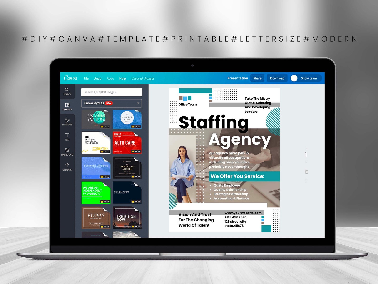 STAFFINF AGENCY FLYER Diy Editable Canva Template, Printable & Social ...