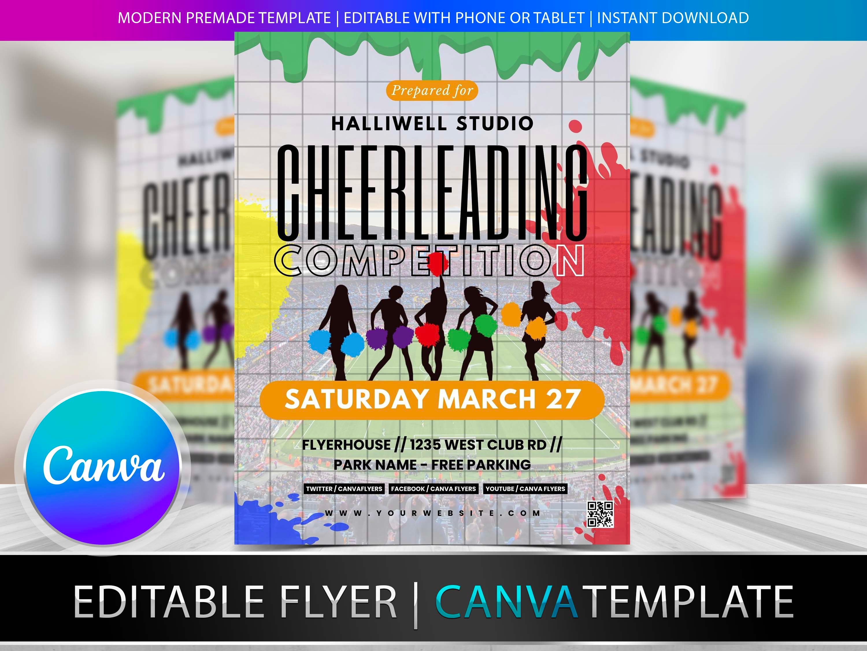 CEERLEADING COMPETITION FLYER Diy Editable Canva Template, Printable ...
