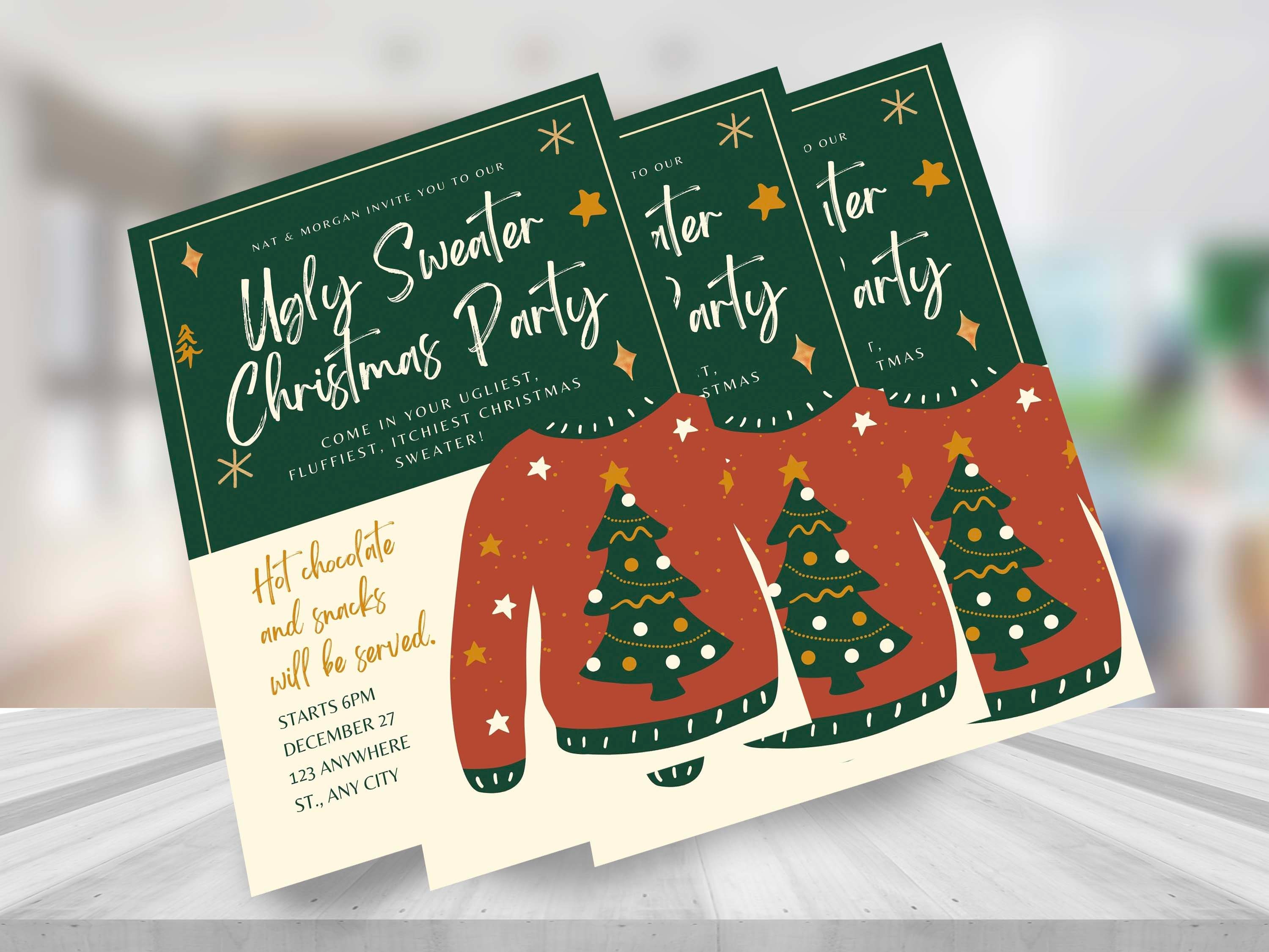 UGLY SWEATER FLYER Diy Editable Canva Template, Printable & Social ...