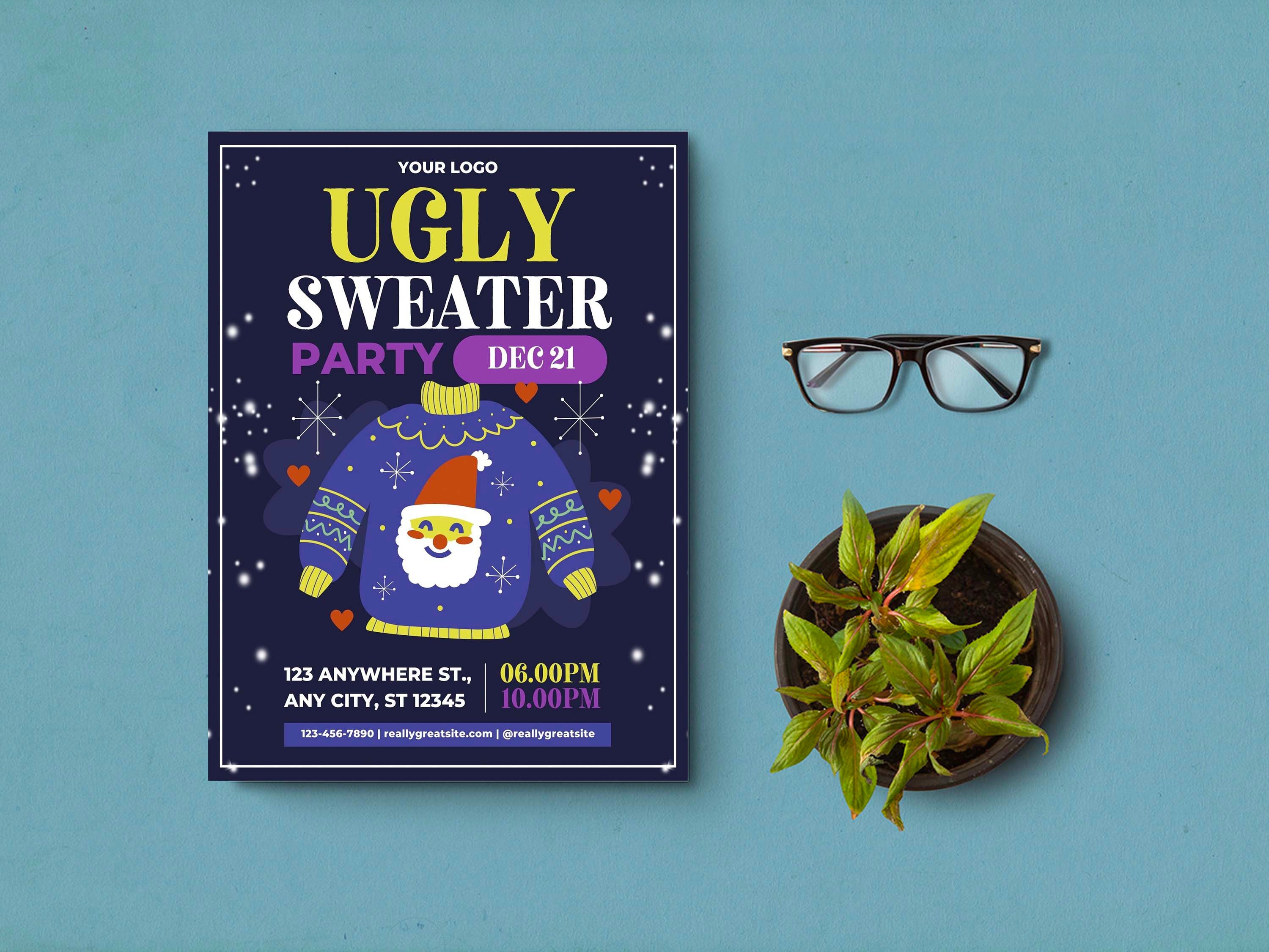 UGLY SWEATER FLYER Diy Editable Canva Template, Printable & Social ...