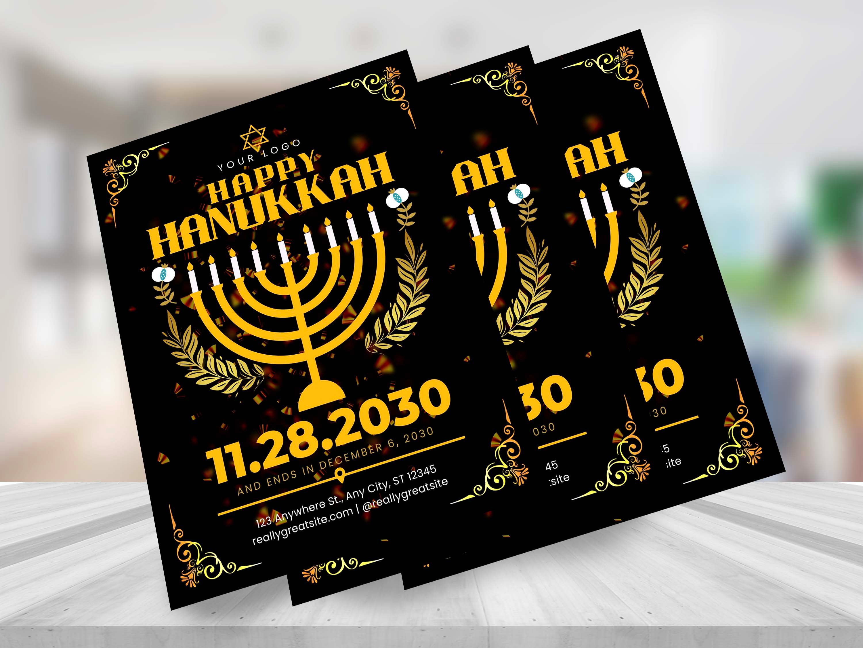 HANUKKAH FLYER DIY Editable Canva Template, Printable & Social Media ...