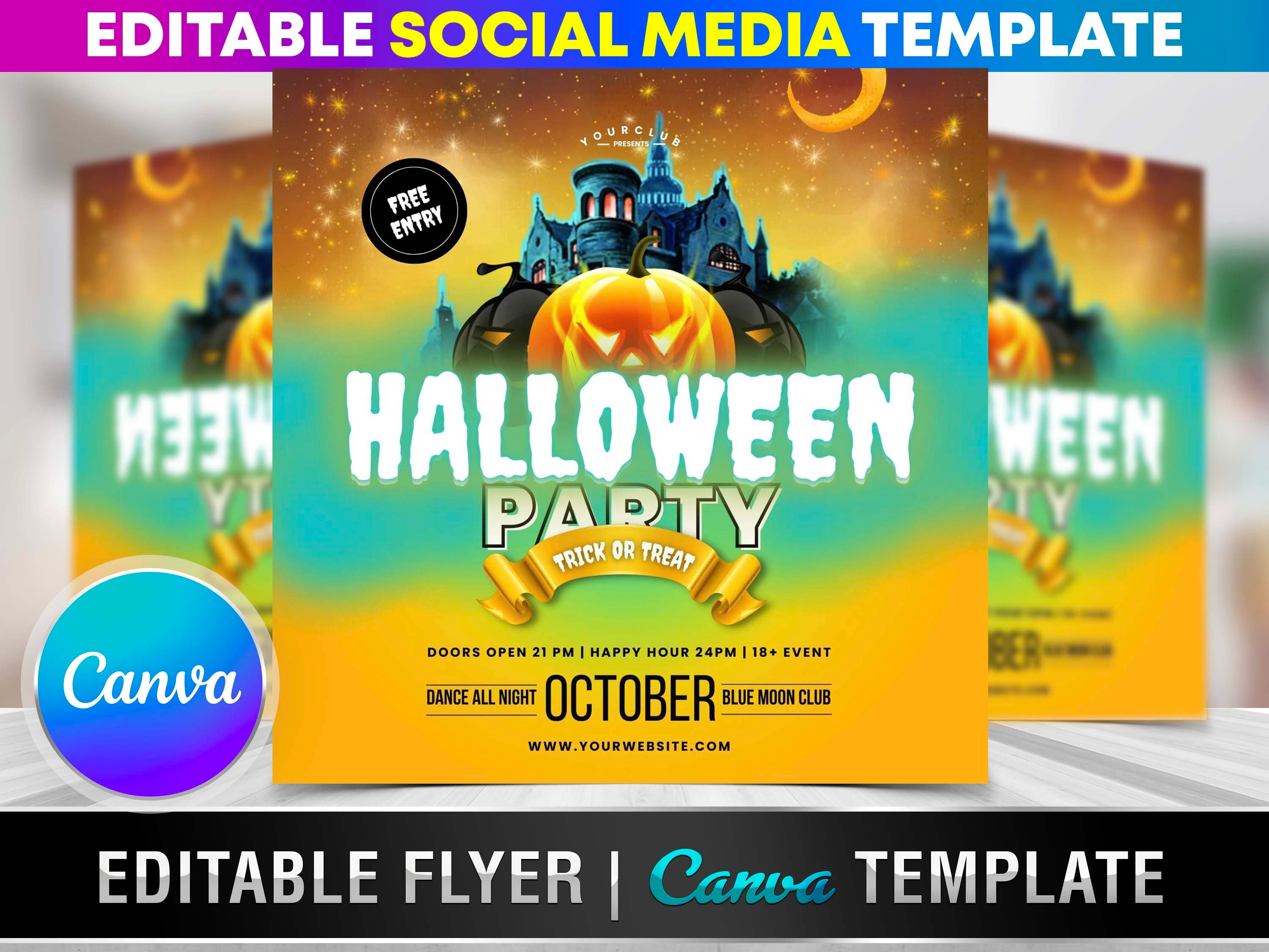 HALLOWEEN FLYER DIY Editable Canva Template, Printable & Social Media ...