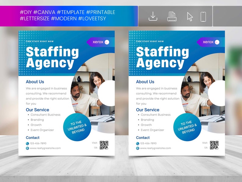 STAFFING AGENCY FLYER Diy Editable Canva Template, Printable & Social ...