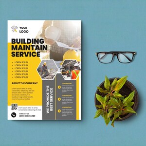 BUILDING MAINTENANCE SERVICE Flyer, Diy Editable Canva Template ...