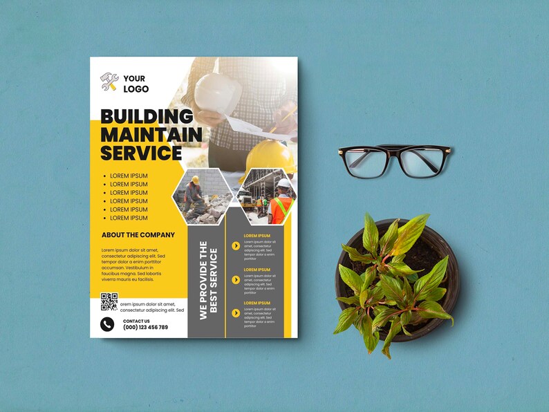 BUILDING MAINTENANCE SERVICE Flyer, Diy Editable Canva Template ...