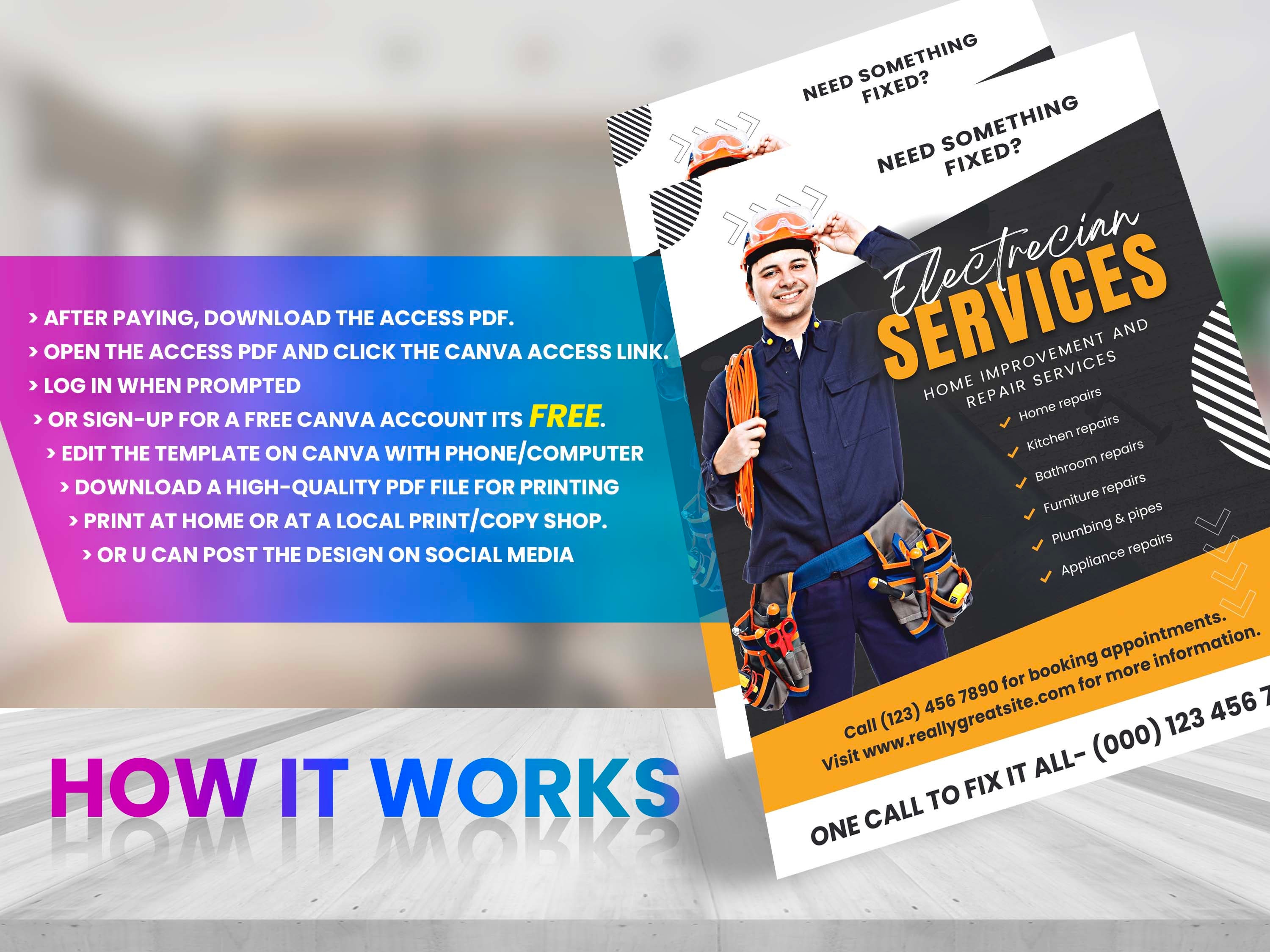 ELECTRICAL CONTRACTOR FLYERS Diy Editable Canva Template, Printable ...