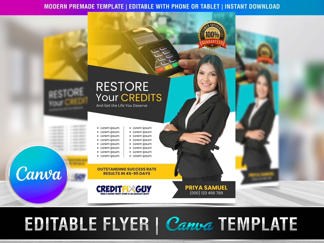 CREDIT REPAIR SERVICE, Diy Editable Canva Template, Printable & Social ...