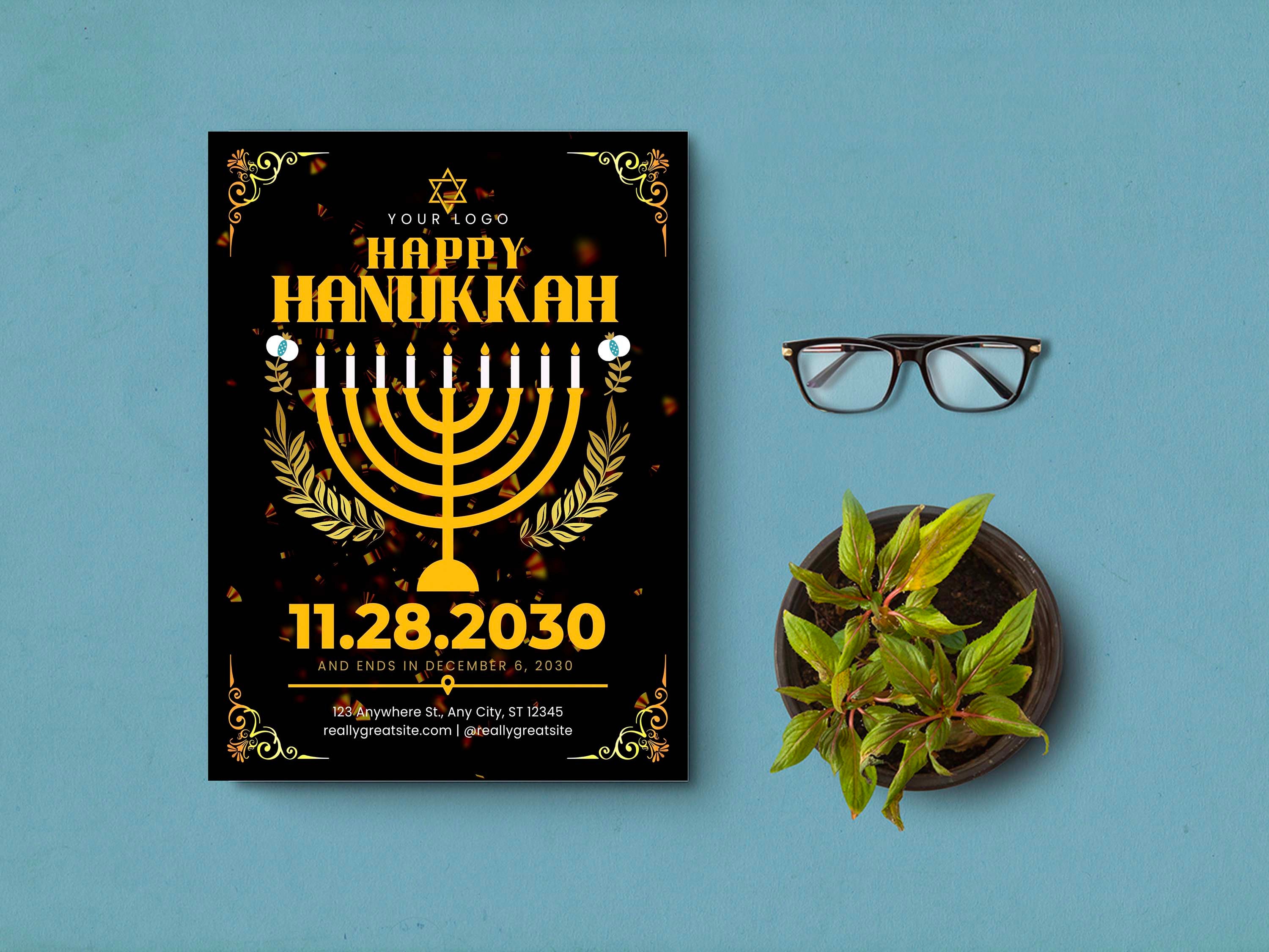 HANUKKAH FLYER DIY Editable Canva Template, Printable & Social Media ...
