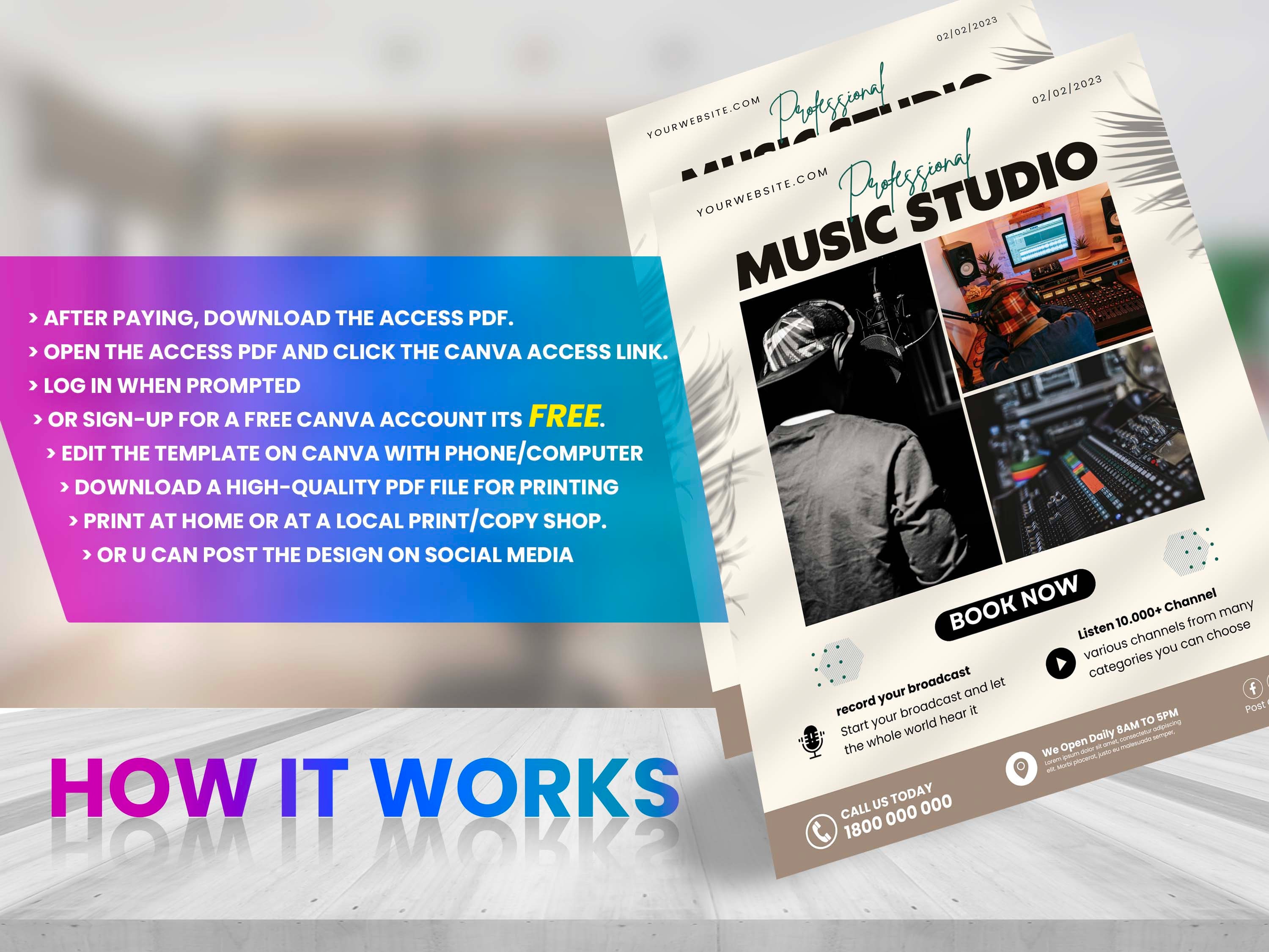 MUSIC STUDIO FLYER Diy Editable Canva Template, Printable & Social ...
