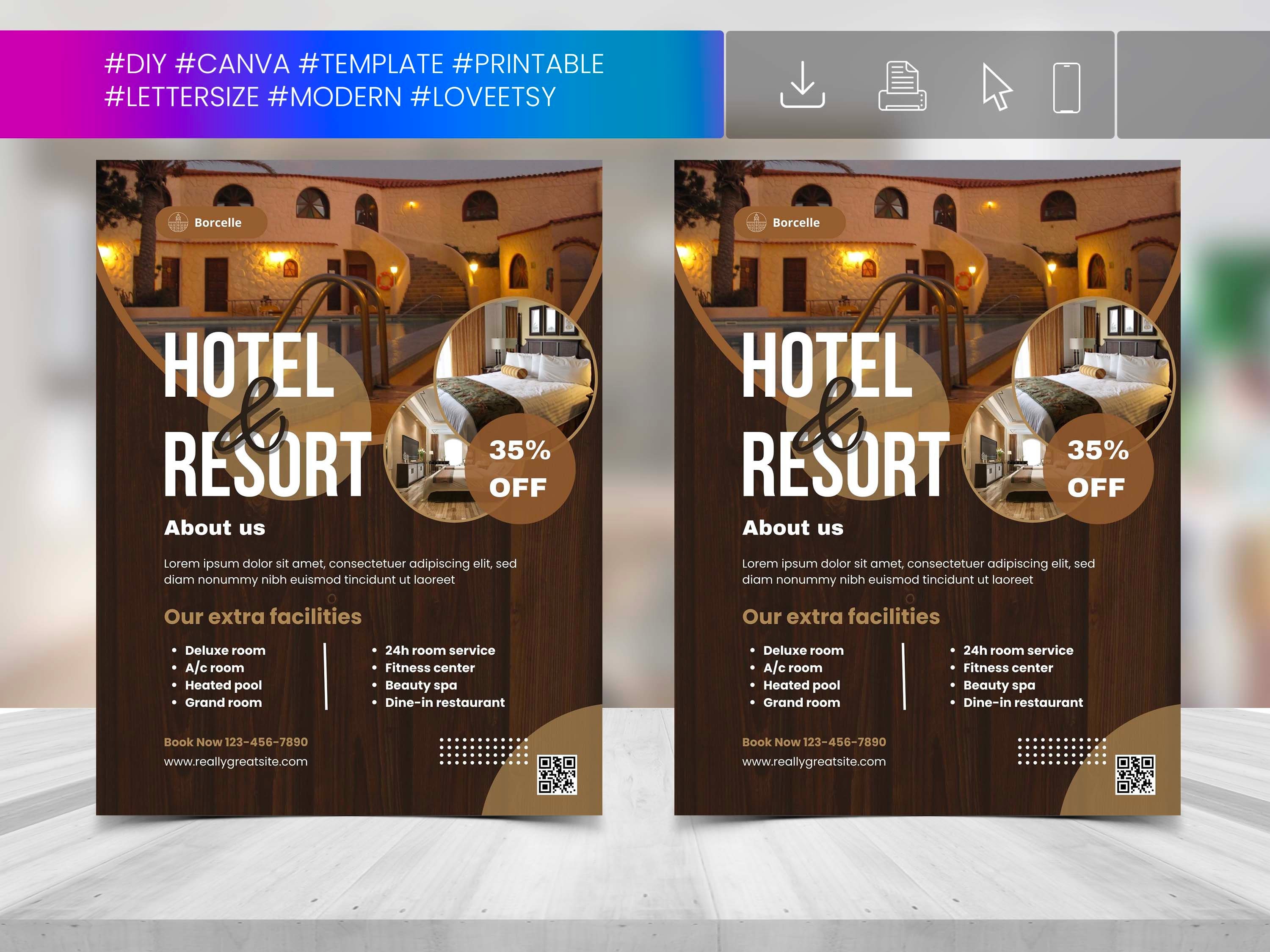 LUXUARY HOTELS FLYER Diy Editable Canva Template, Printable & Social ...