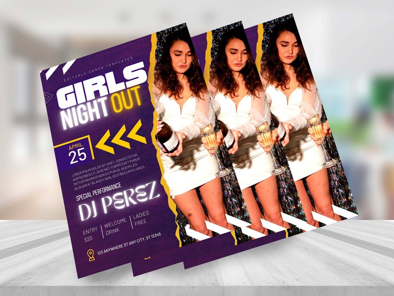 GIRLS NIGHT OUT Flyer Diy, Editable Canva Template, Printable & Social ...
