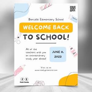 BACK TO SCHOOL Flyer Diy, Editable Canva Template, Printable & Social ...