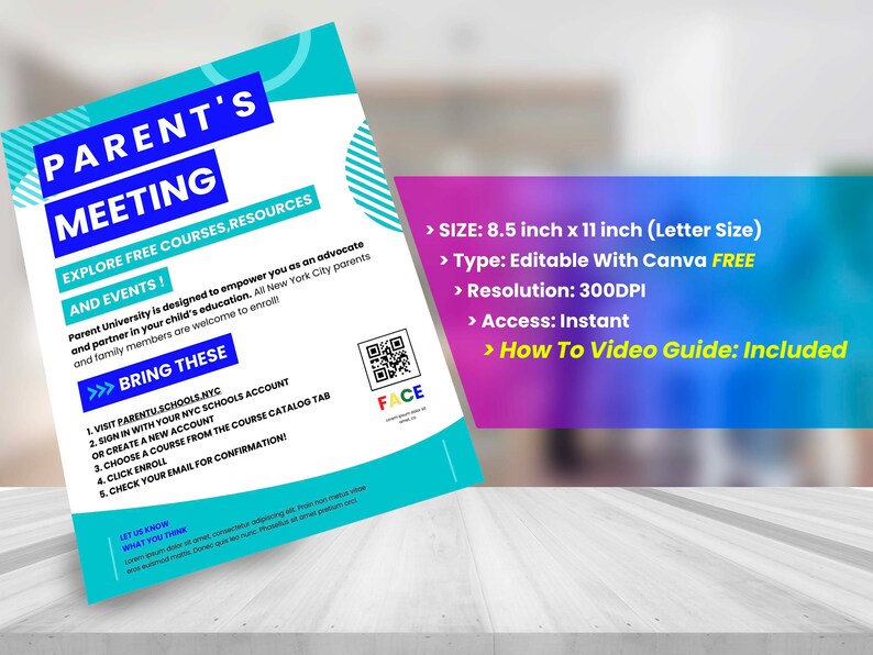 PARENTS MEETING FLYER Diy Editable Canva Template, Printable & Social ...