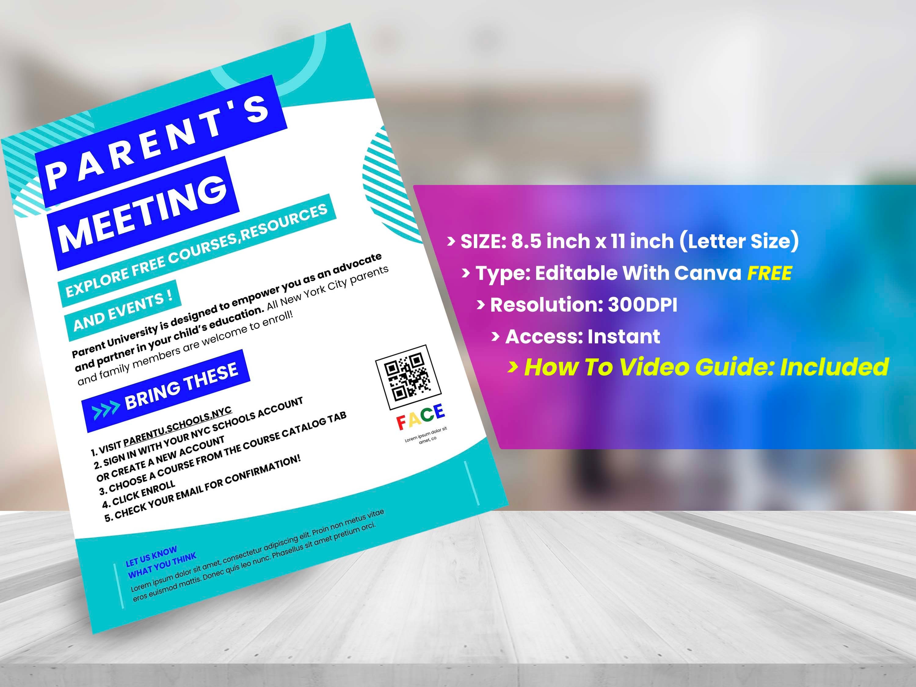 PARENTS MEETING FLYER Diy Editable Canva Template, Printable & Social ...