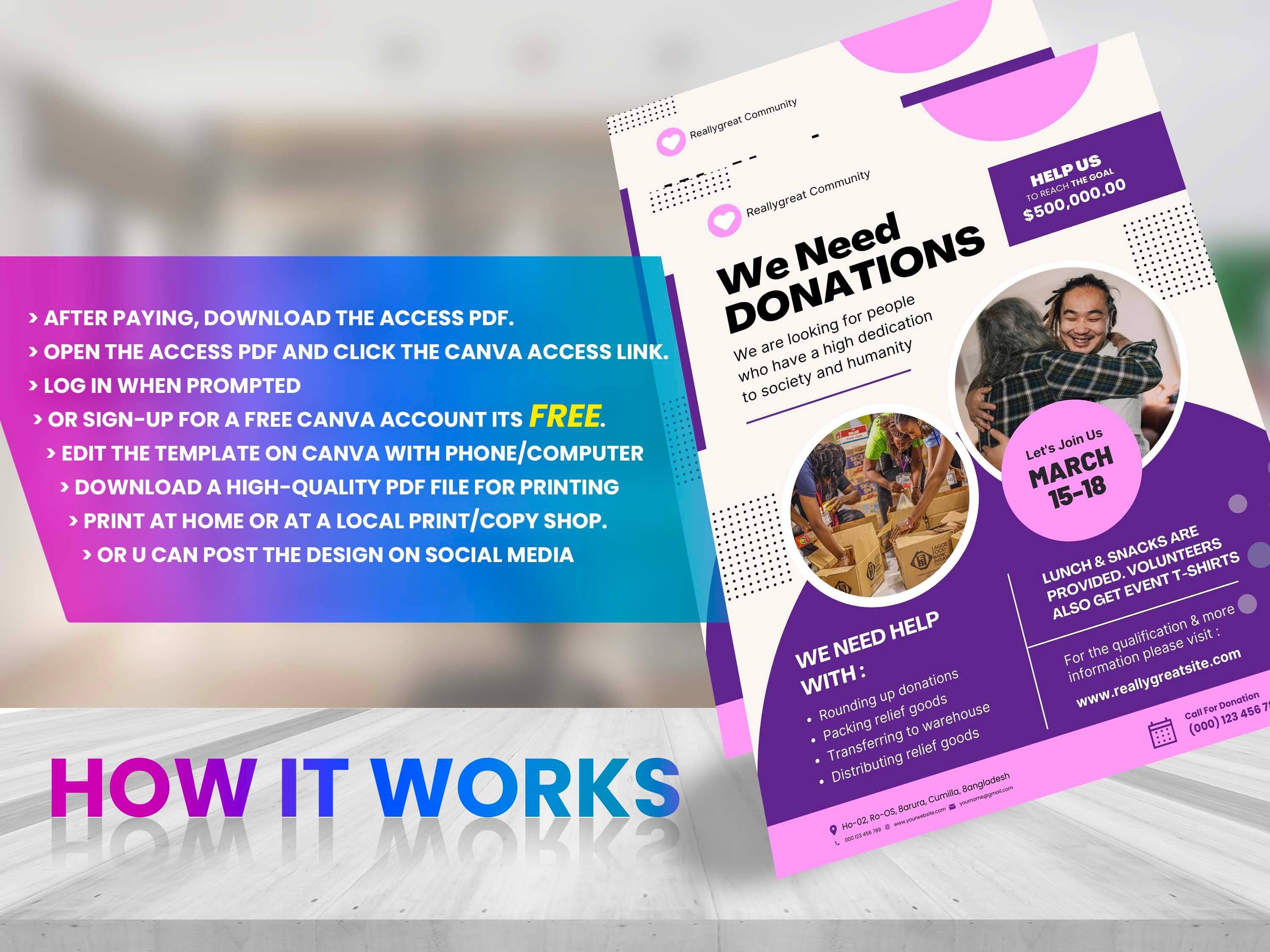 CHARITY FUNDRAISER FLYER Diy Editable Canva Template, Printable ...