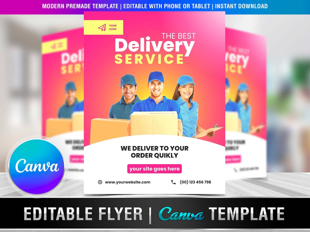 DELIVERY SERVICE FLYER Diy Editable Canva Template Printable - Etsy