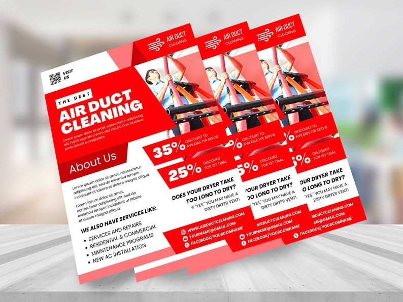 AIR DUCT CLEANING Flyer Diy Editable Canva Template, Printable & Social ...