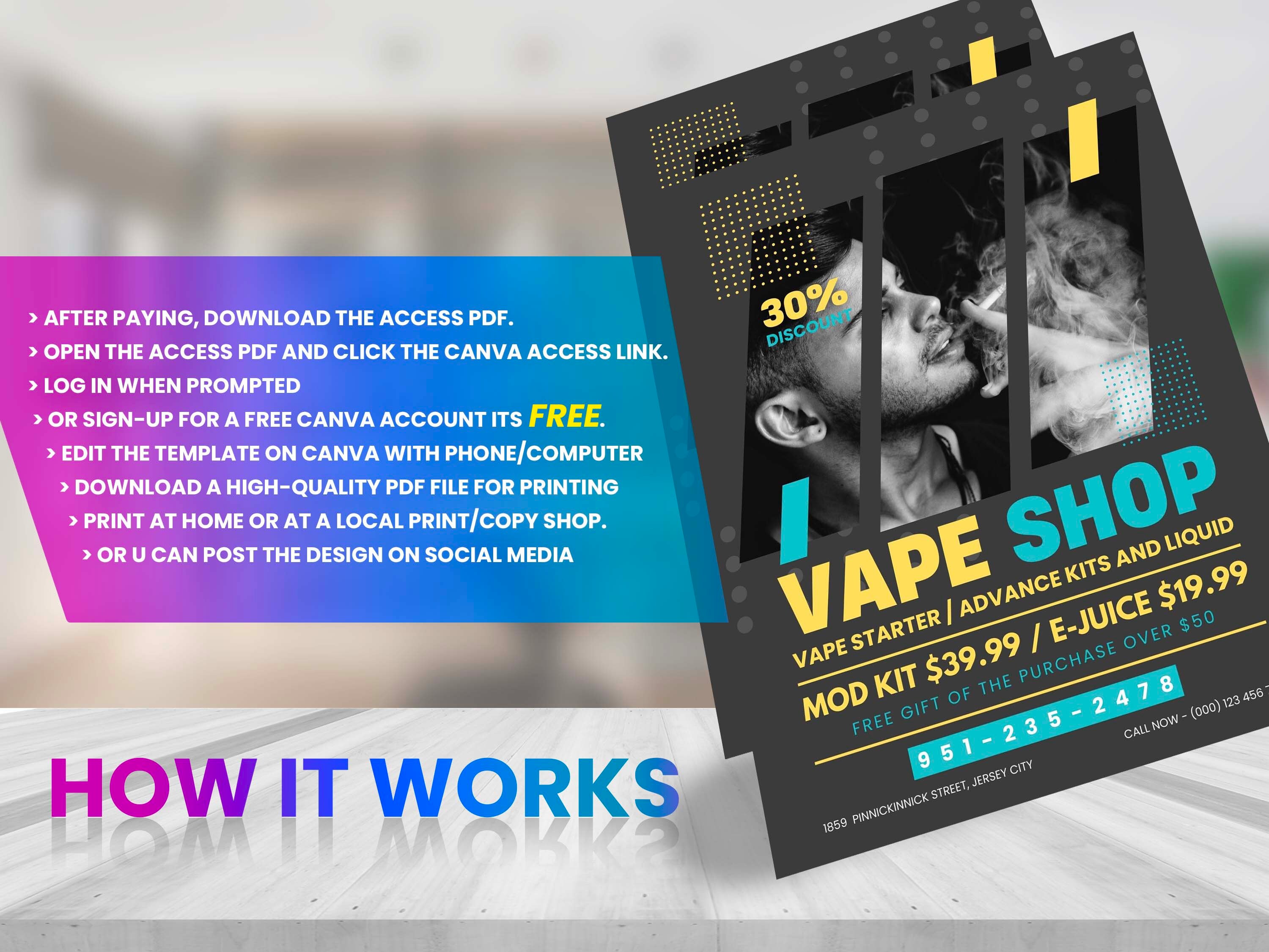 SMOKE SHOP FLYER Diy Editable Canva Template, Printable & Social Media ...