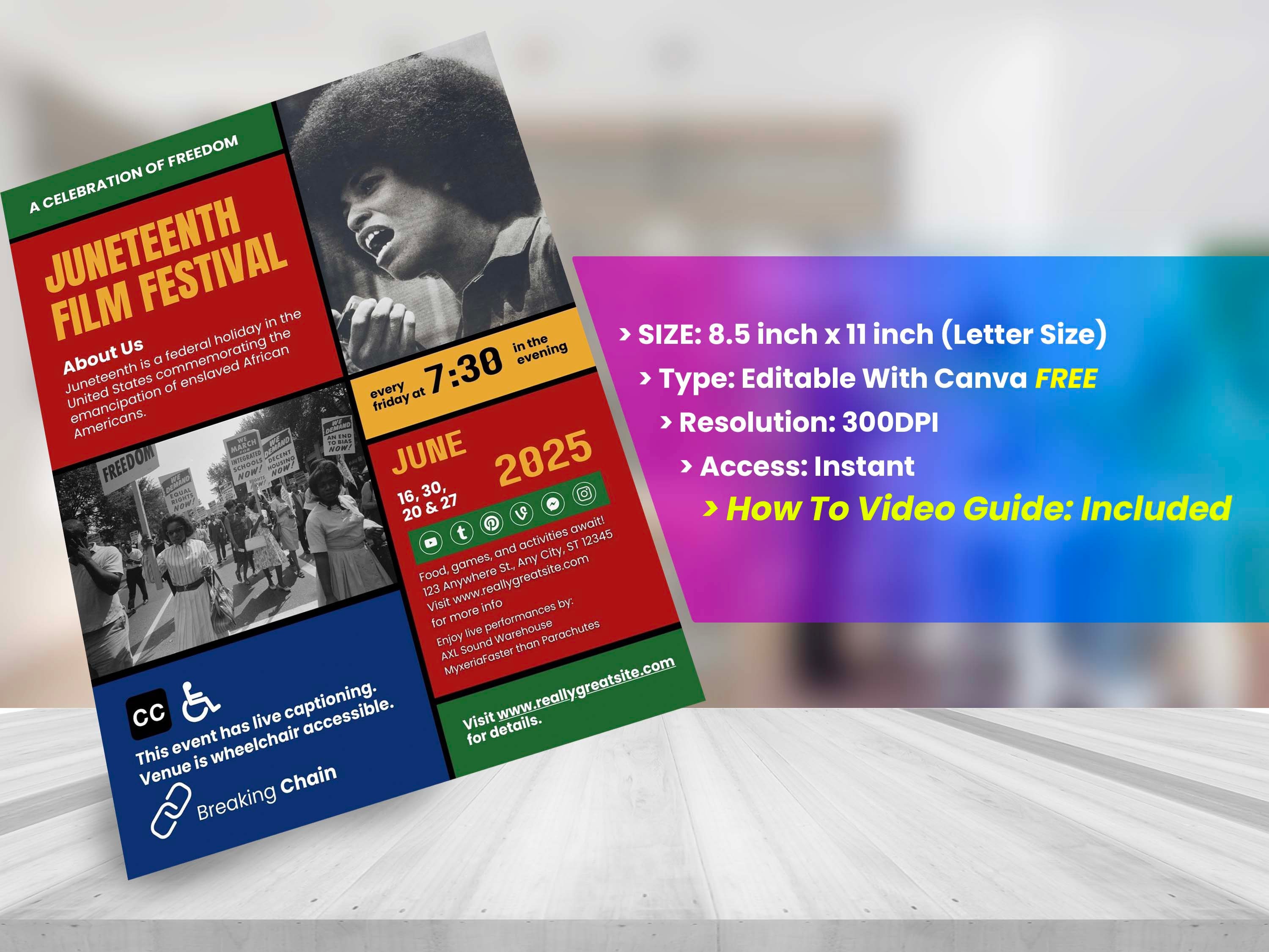 JUNETEENTH FLYER DIY Editable Canva Template, Printable & Social Media ...