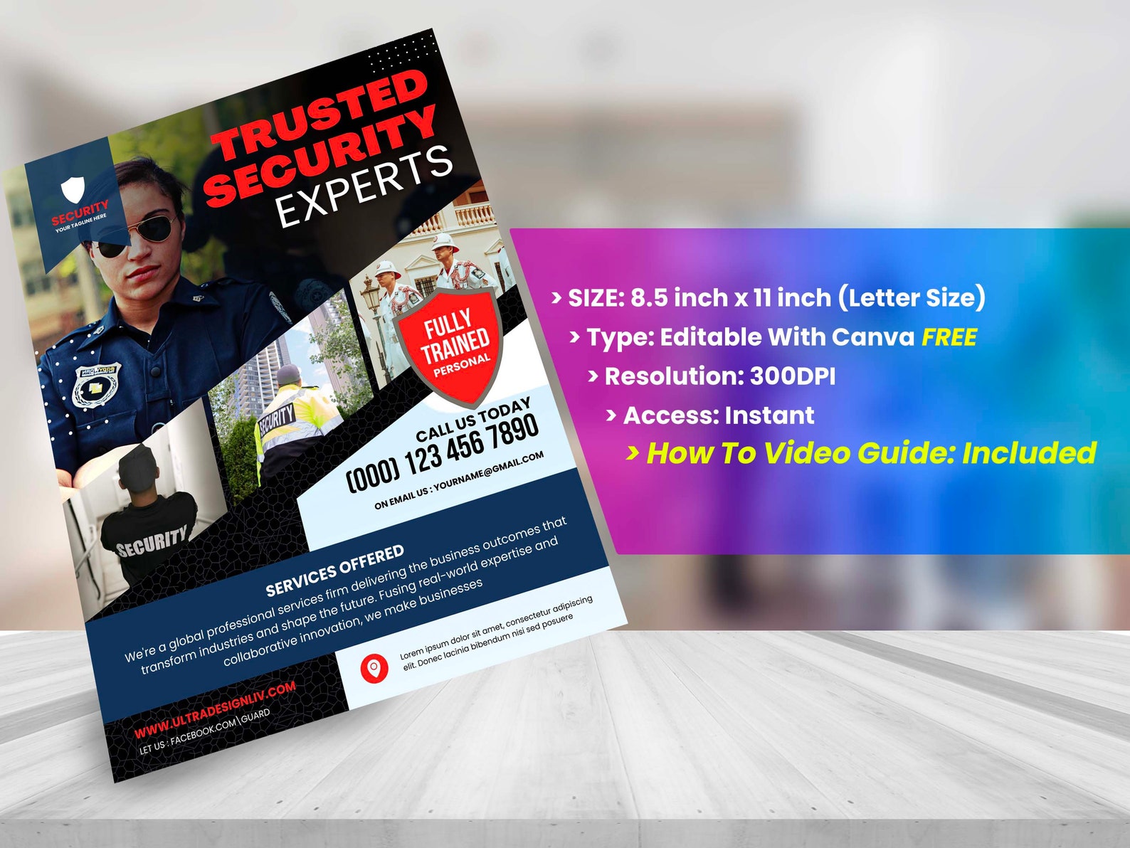 SECURITY SERVICE FLYER Diy Editable Canva Template, Printable & Social ...