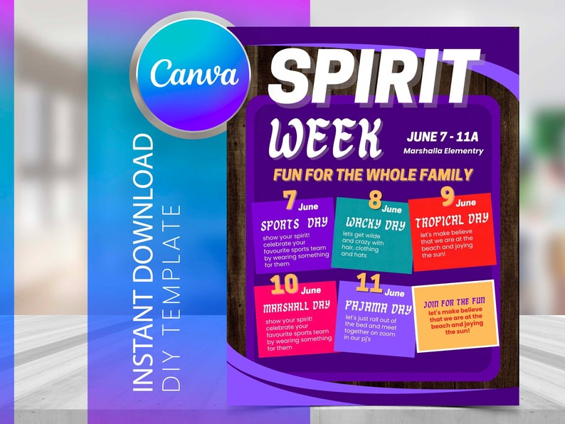 SPIRIT WEEK FLYER Diy Editable Canva Template, Printable & Social Media ...