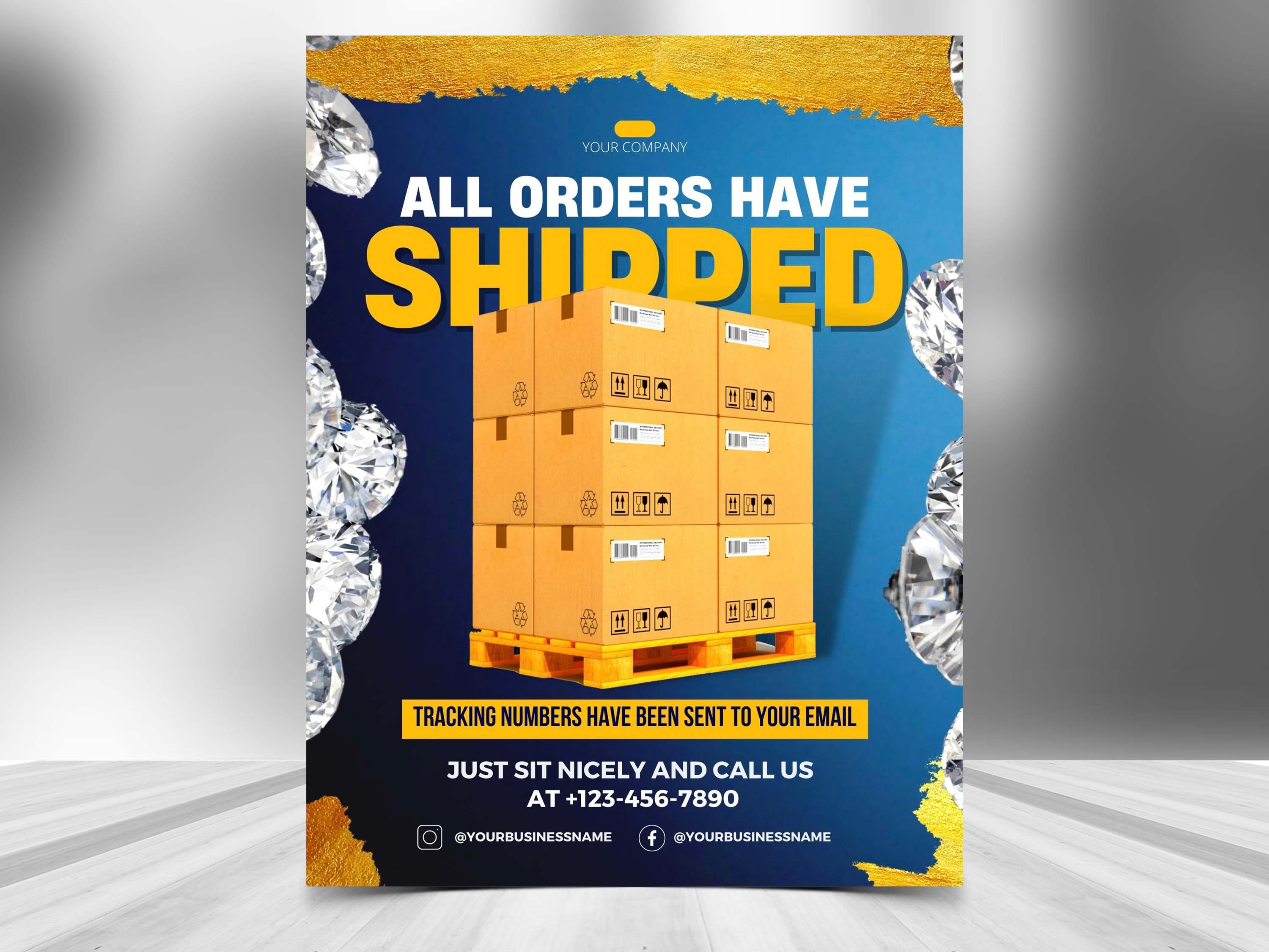 SHIPPED FLYER DIY, Editable Canva Template, Printable & Social Media ...