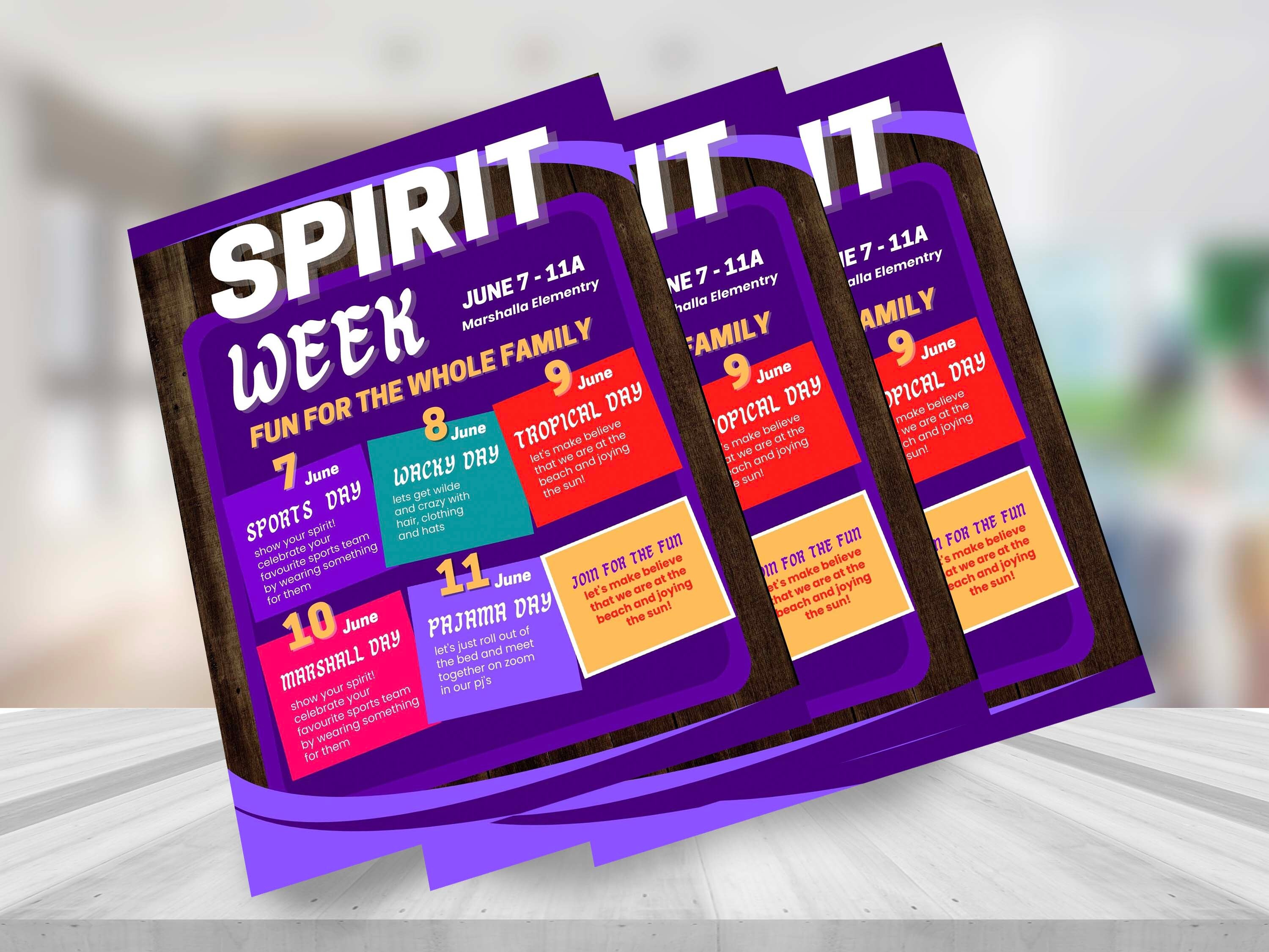 SPIRIT WEEK FLYER Diy Editable Canva Template, Printable & Social Media ...
