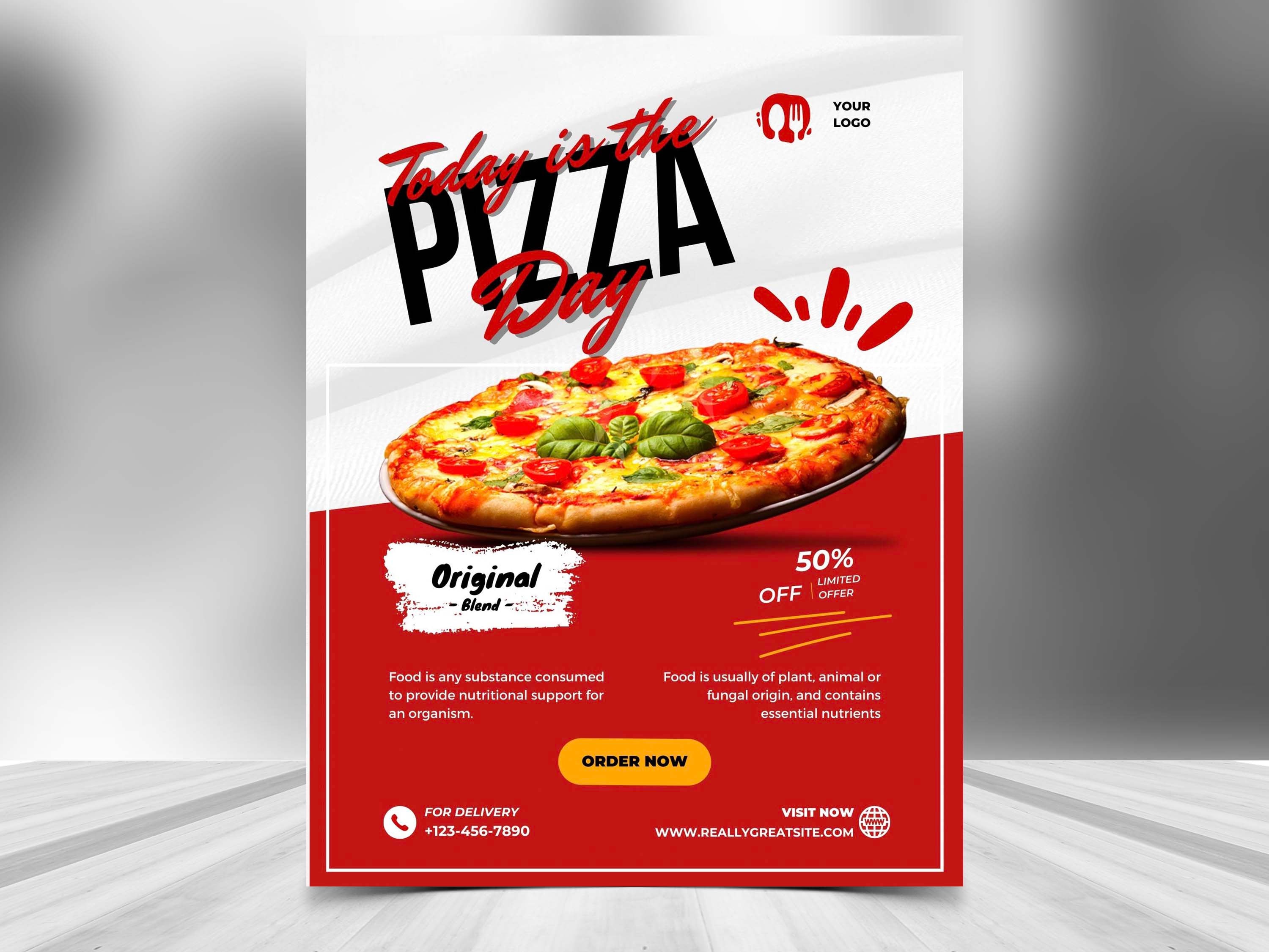PIZZA DAY FLYER Diy Editable Canva Template, Printable & Social Media ...