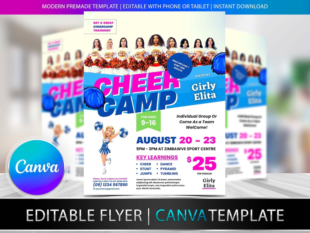 CEERLEADING COMPETITION FLYER Diy Editable Canva Template, Printable ...
