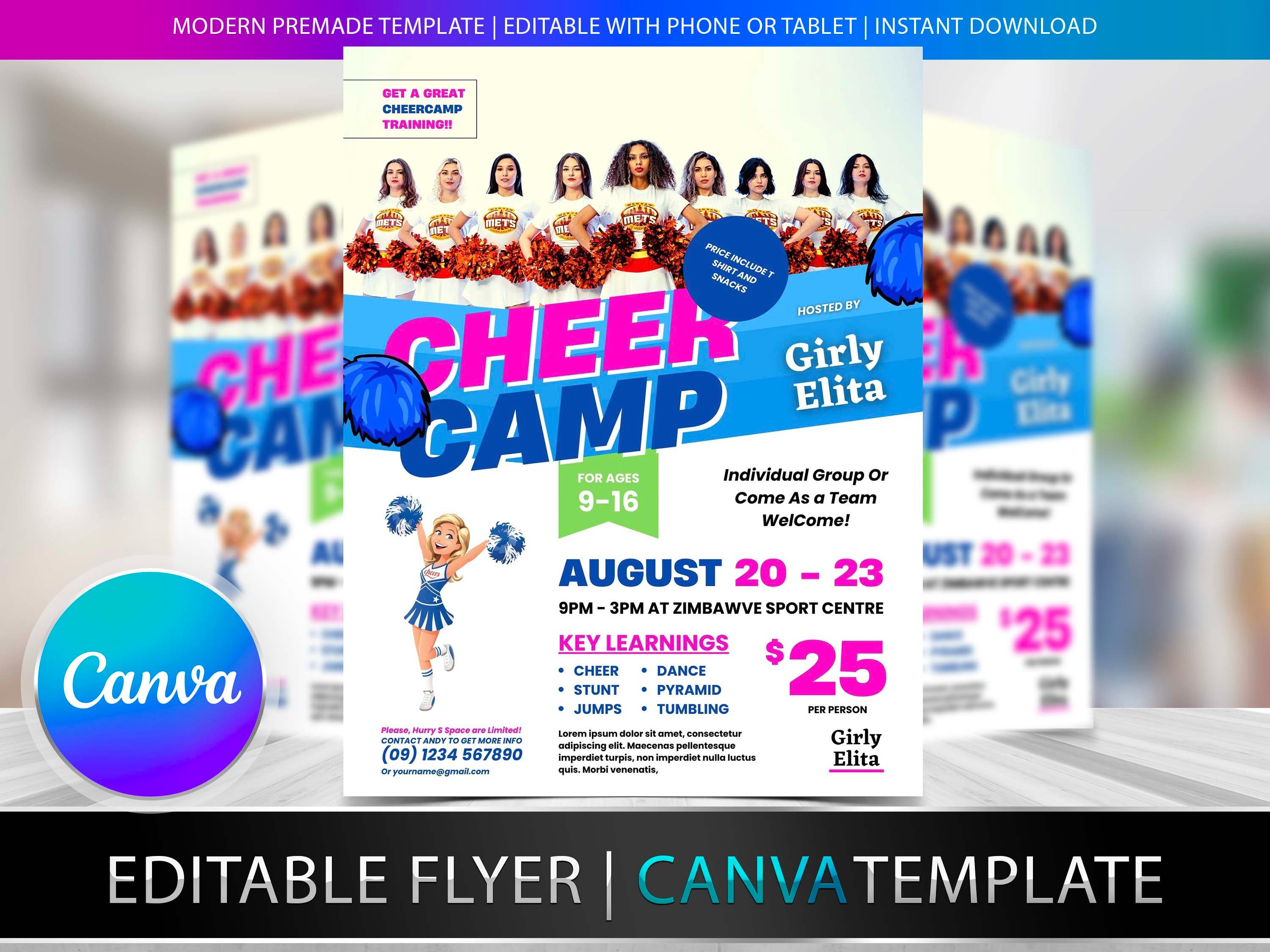 CEERLEADING COMPETITION FLYER Diy Editable Canva Template, Printable ...
