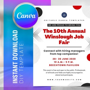 JOB FAIR FLYER Diy, Editable Canva Template, Printable & Social Media ...