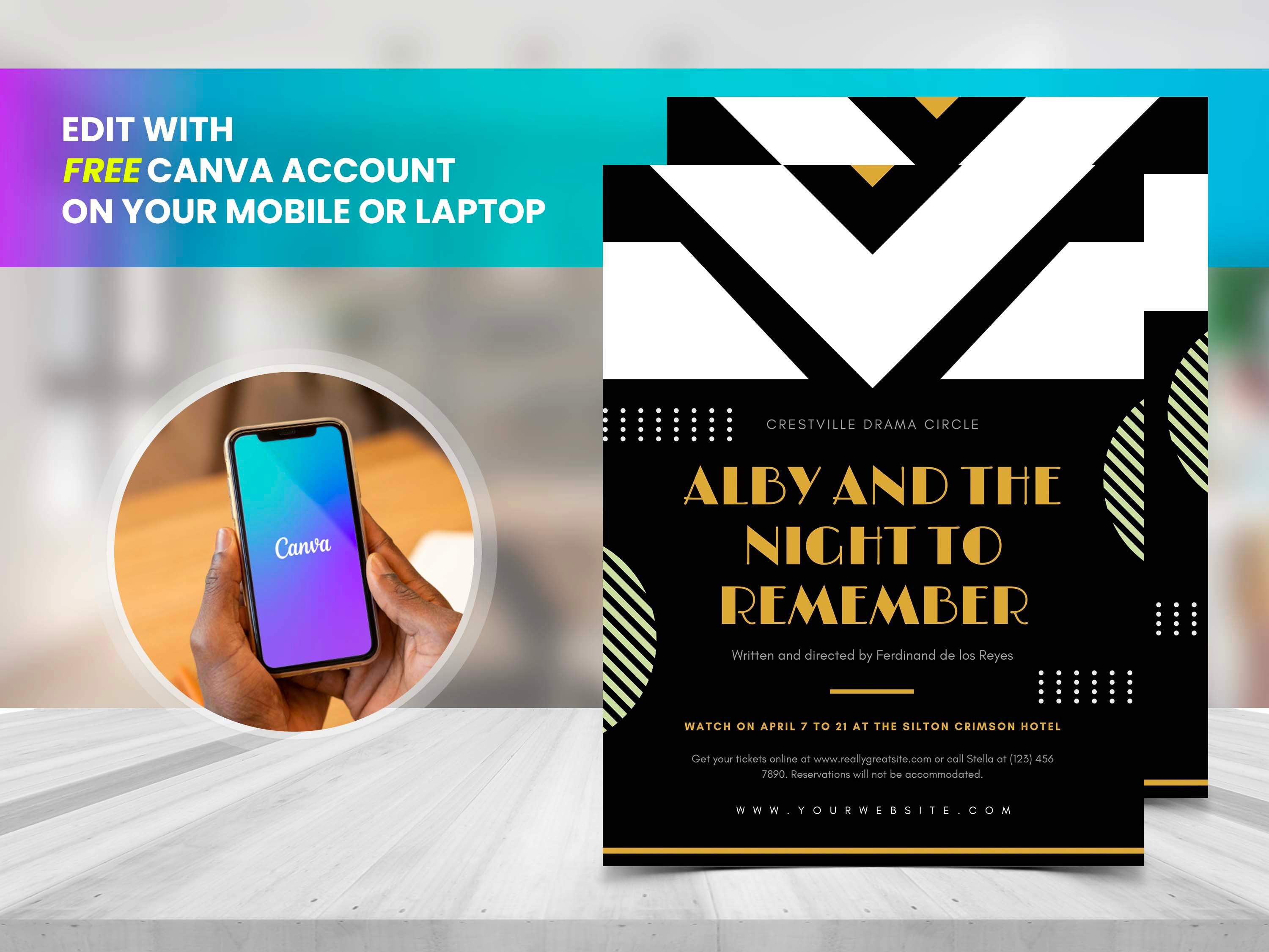 DRAMA CLUB FLYER Diy Editable Canva Template, Printable & Social Media ...