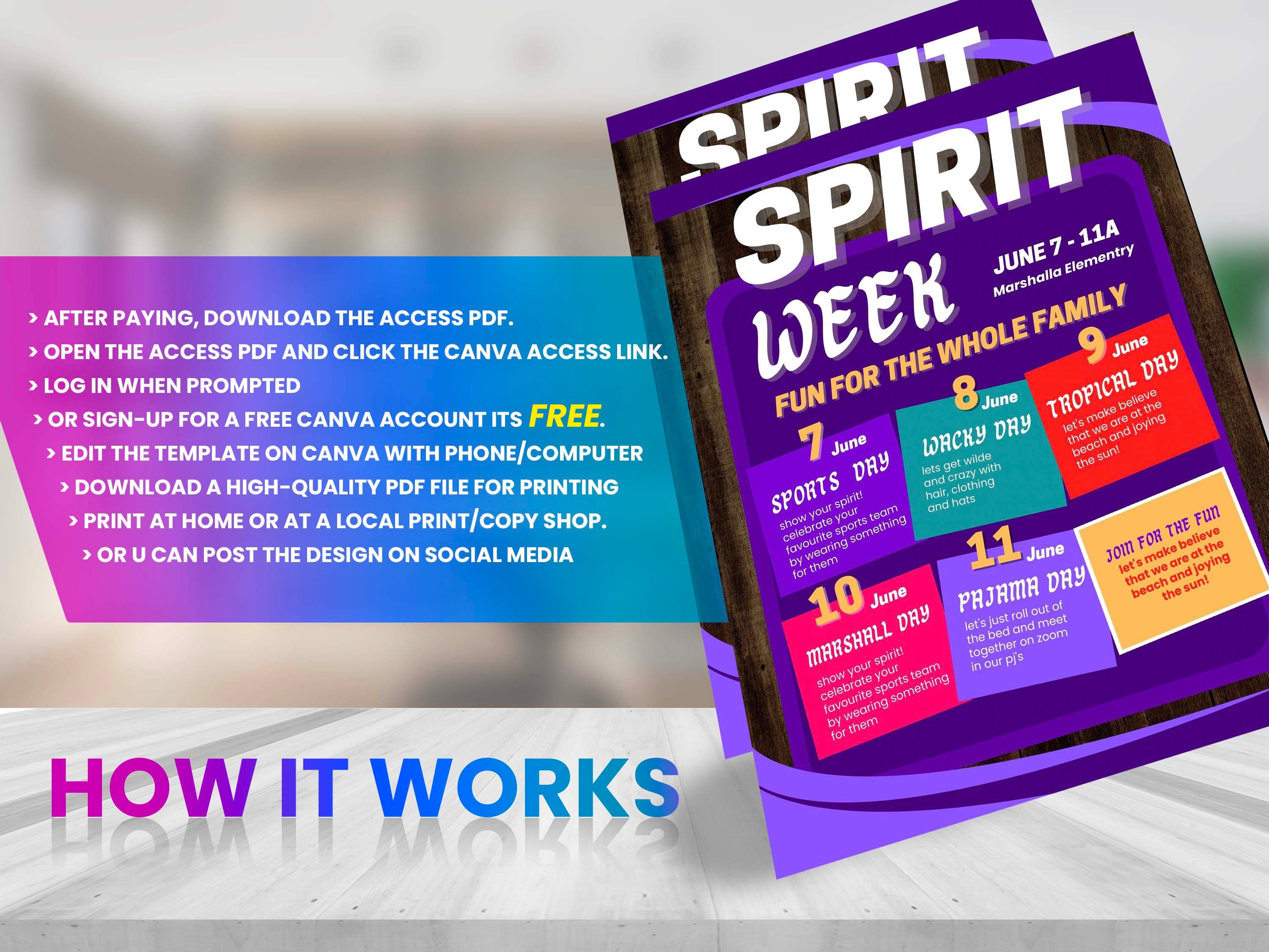 SPIRIT WEEK FLYER Diy Editable Canva Template, Printable & Social Media ...