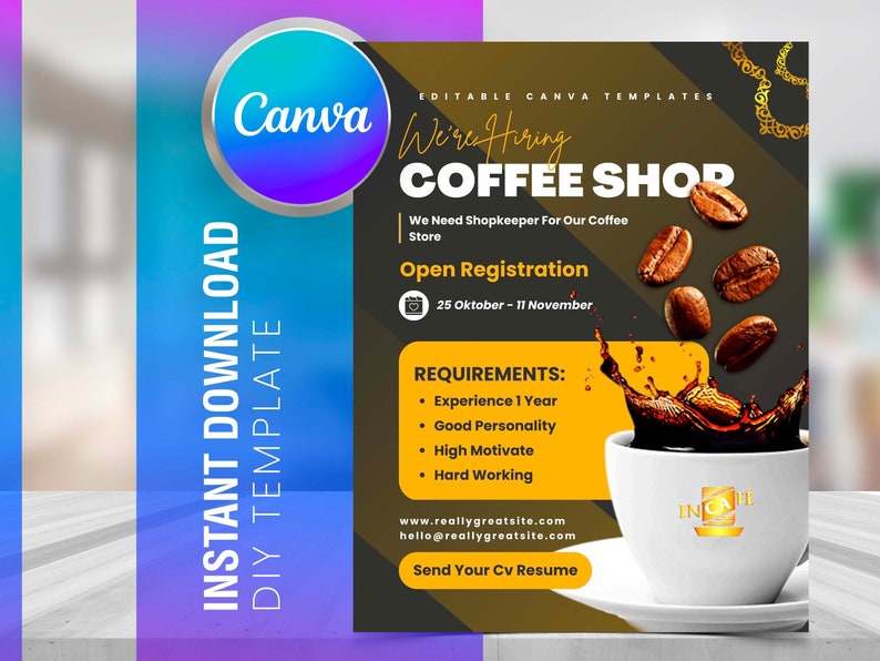 COFFEE SHOP FLYER Diy Editable Canva Template Printable & - Etsy
