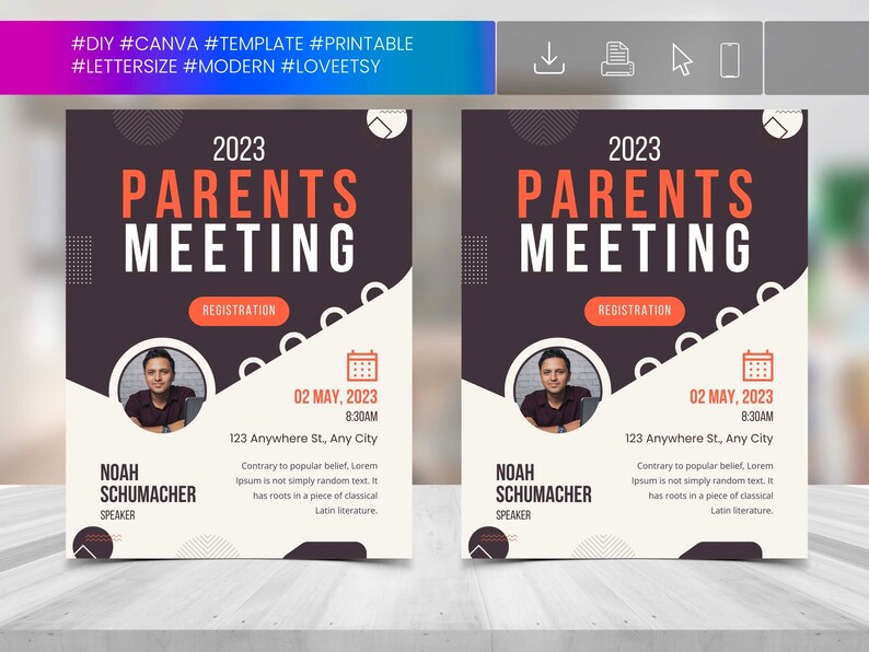 PARENTS MEETING FLYER Diy Editable Canva Template, Printable & Social ...