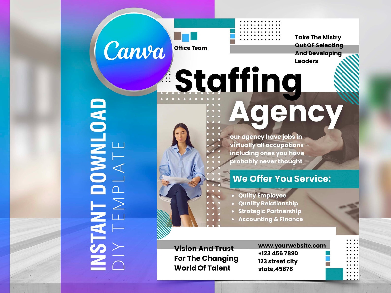 STAFFINF AGENCY FLYER Diy Editable Canva Template, Printable & Social Media, Agency, Staff ...