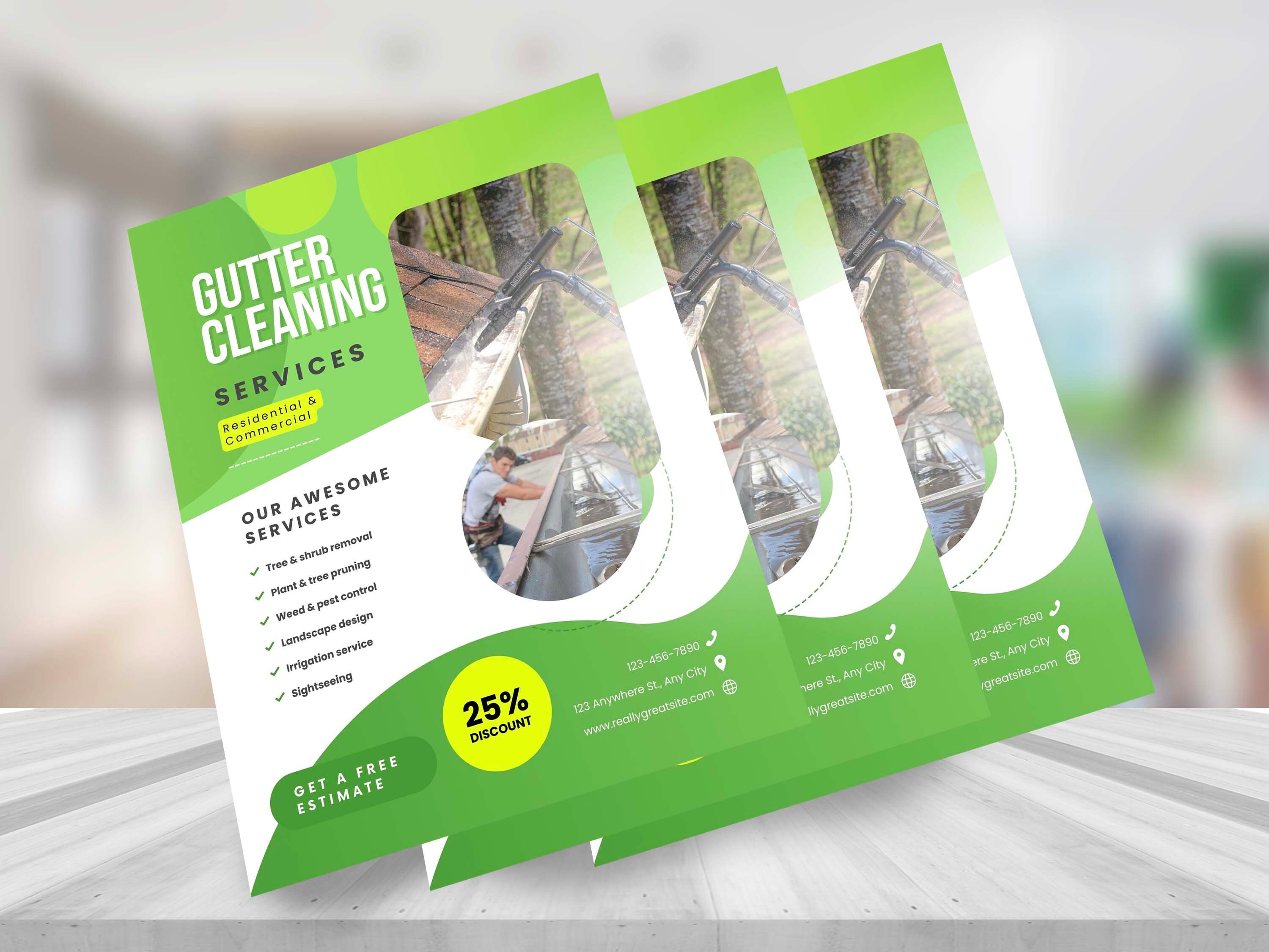 GUTTER CLEANING FLYER, Diy Editable Canva Template, Printable & Social ...