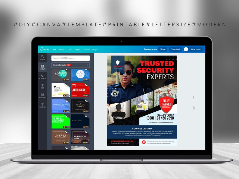SECURITY SERVICE FLYER Diy Editable Canva Template, Printable & Social ...