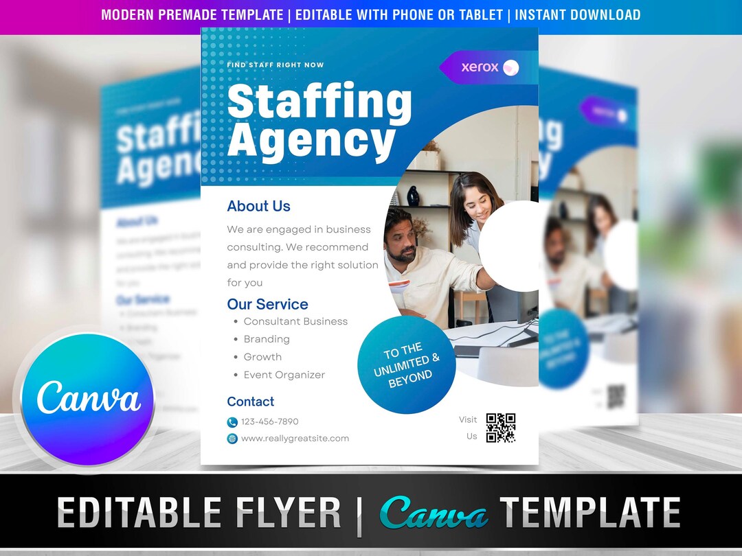 STAFFING AGENCY FLYER Diy Editable Canva Template, Printable & Social ...