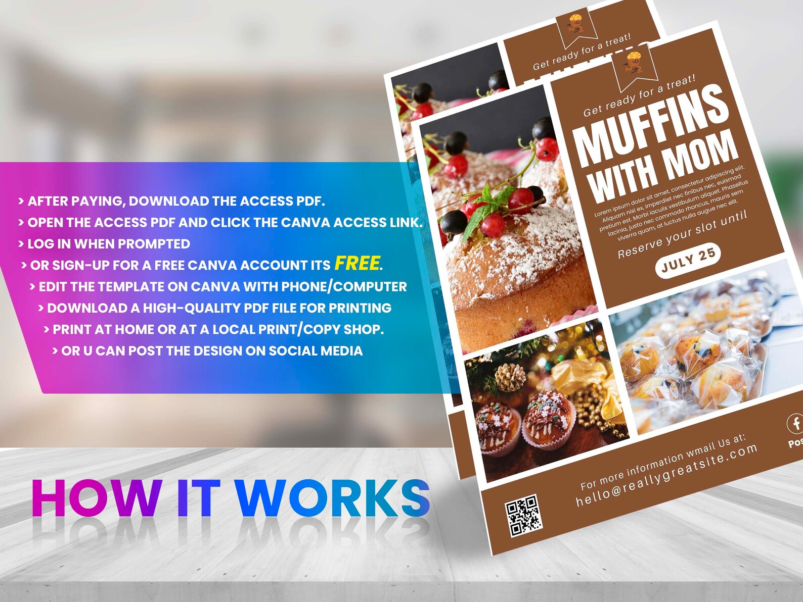 MUFFIN MOM FLYER Diy, Editable Canva Template, Printable & Social Media ...
